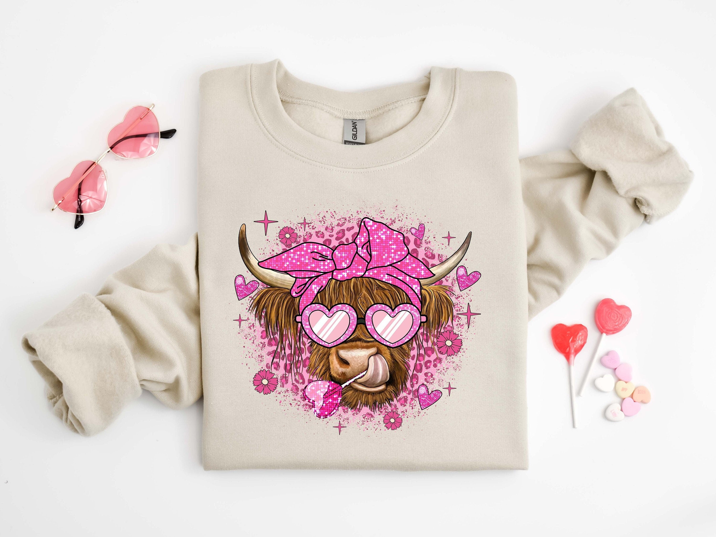 Highland Cow Valentine Shirt, Cow Lover, Cow T-Shirt, Valentine Day ...
