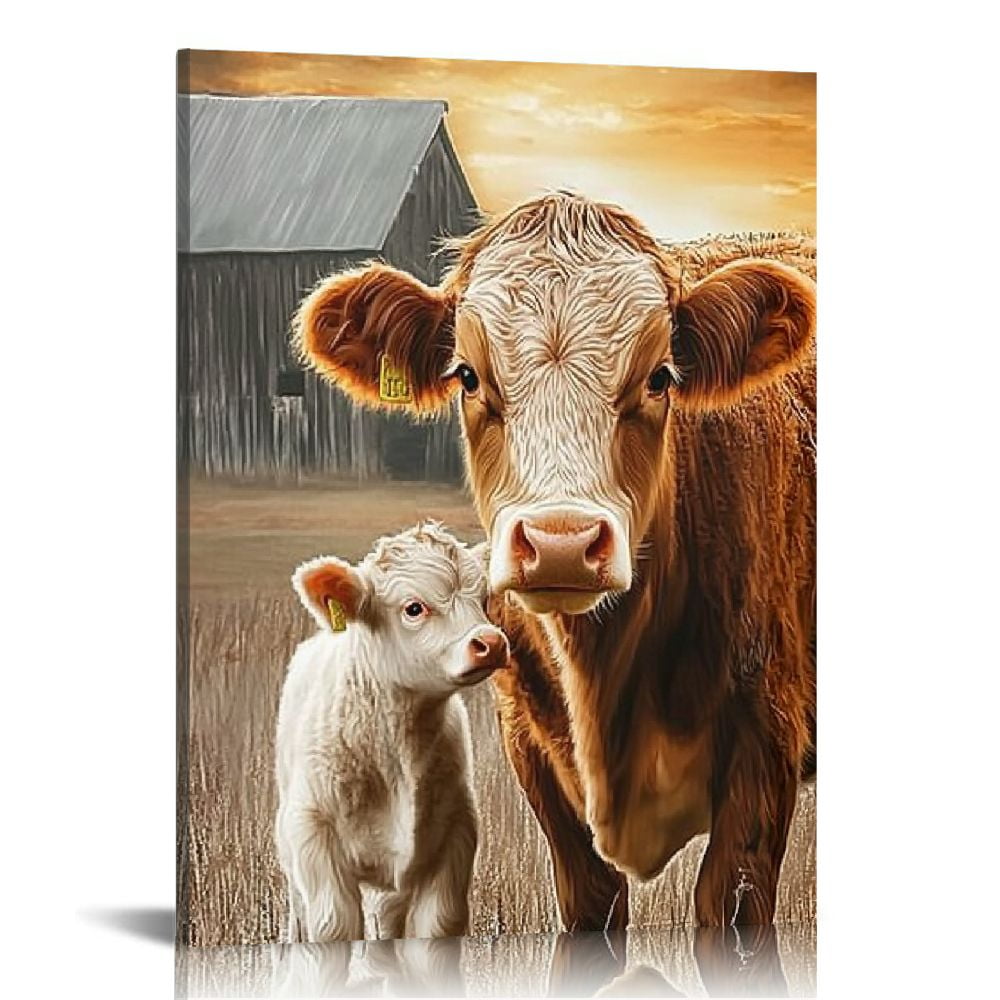 Highland Cow Wall Art Canvas Prints Cow Picture Wall Decor Farmhouse ...