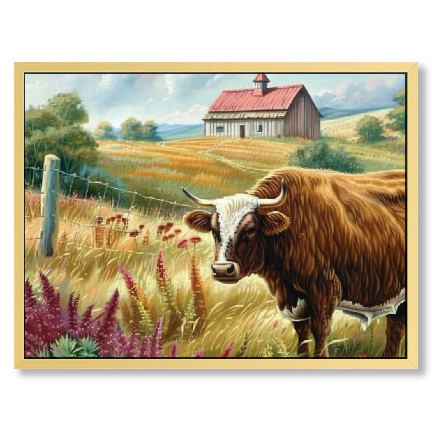 Highland Cow Wall Art, Serene Pastoral Scene, Charming Highland Cow ...