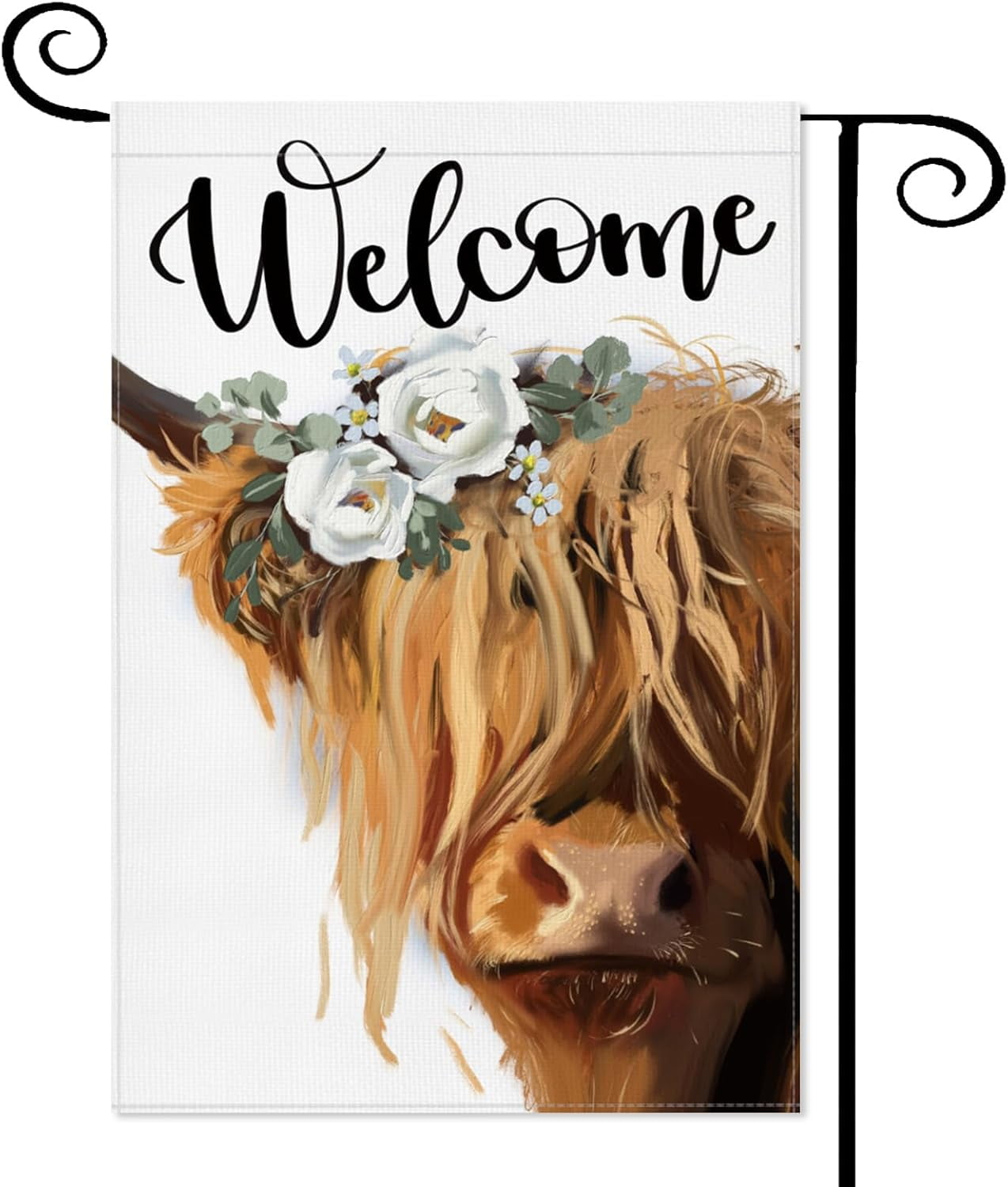 Highland Cow Welcome Garden Flags: Winter Cow Garden Flag for Outside ...