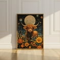 Highland Cow Wildflowers Poster Print Celestial Wall Art Boho Western ...