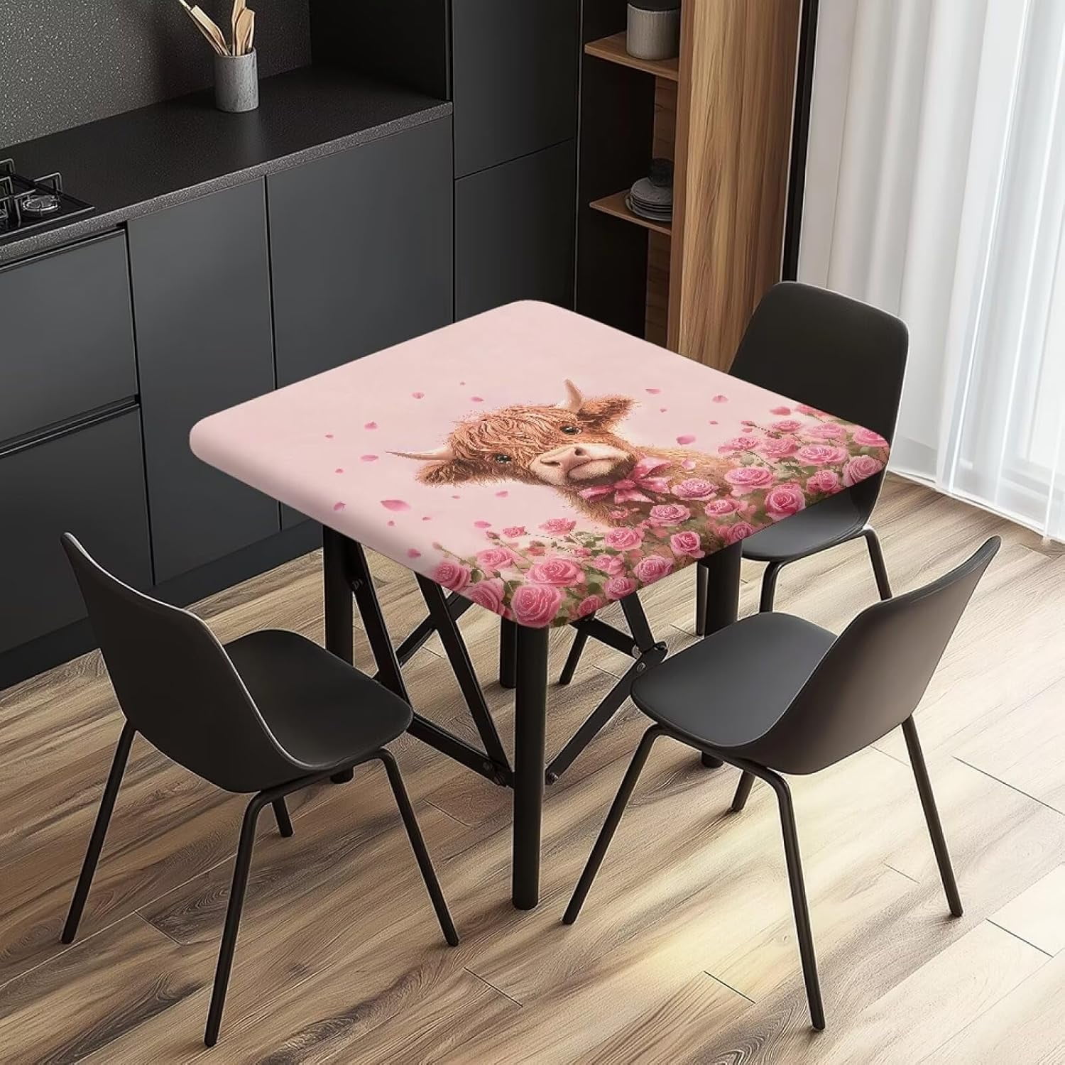 Highland Cow Wipe Clean Table Cloth Fitted Washable Stretchy Elastic ...