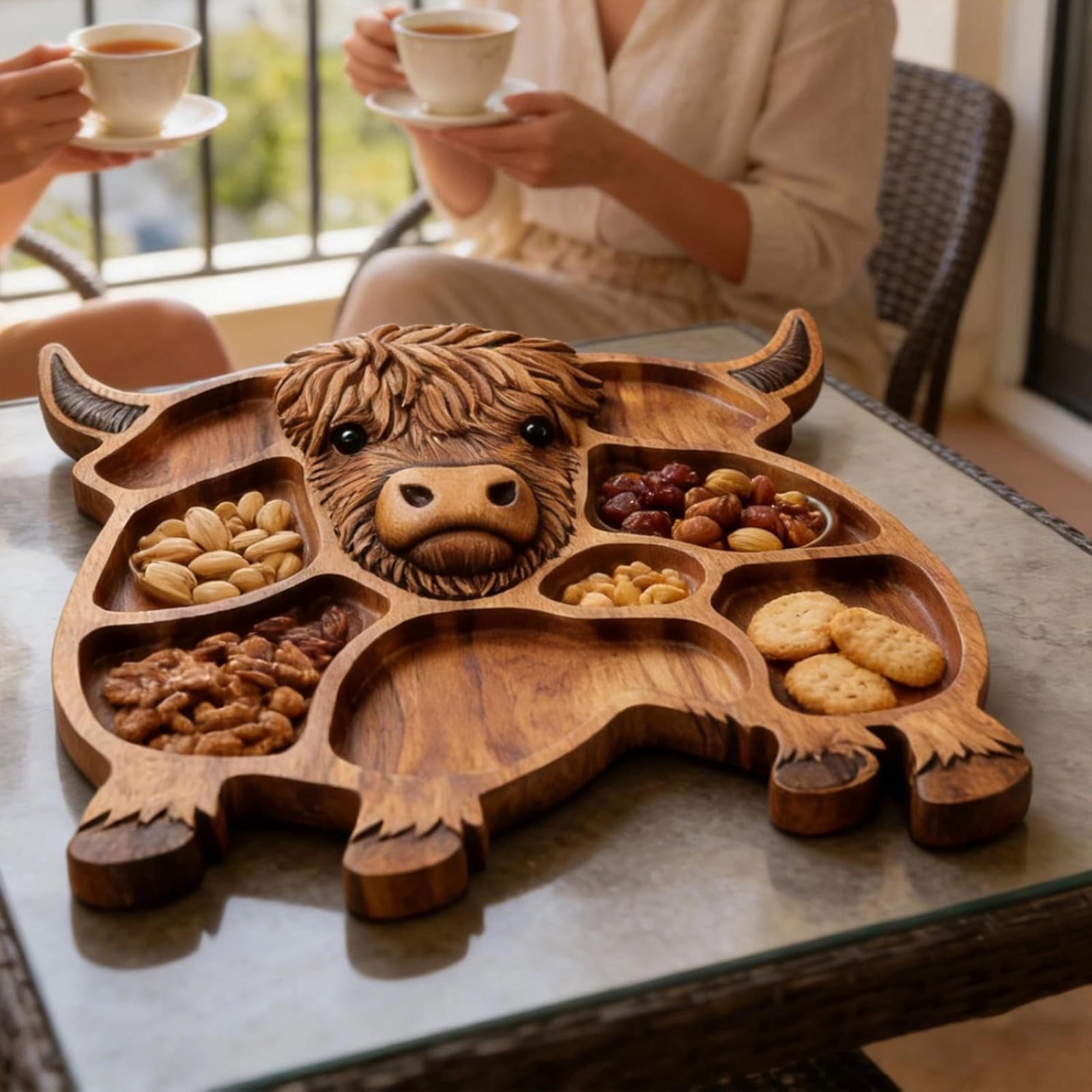 Highland Cow Wooden Charcuterie Board,Cow Shaped Serving Tray,Cutting ...
