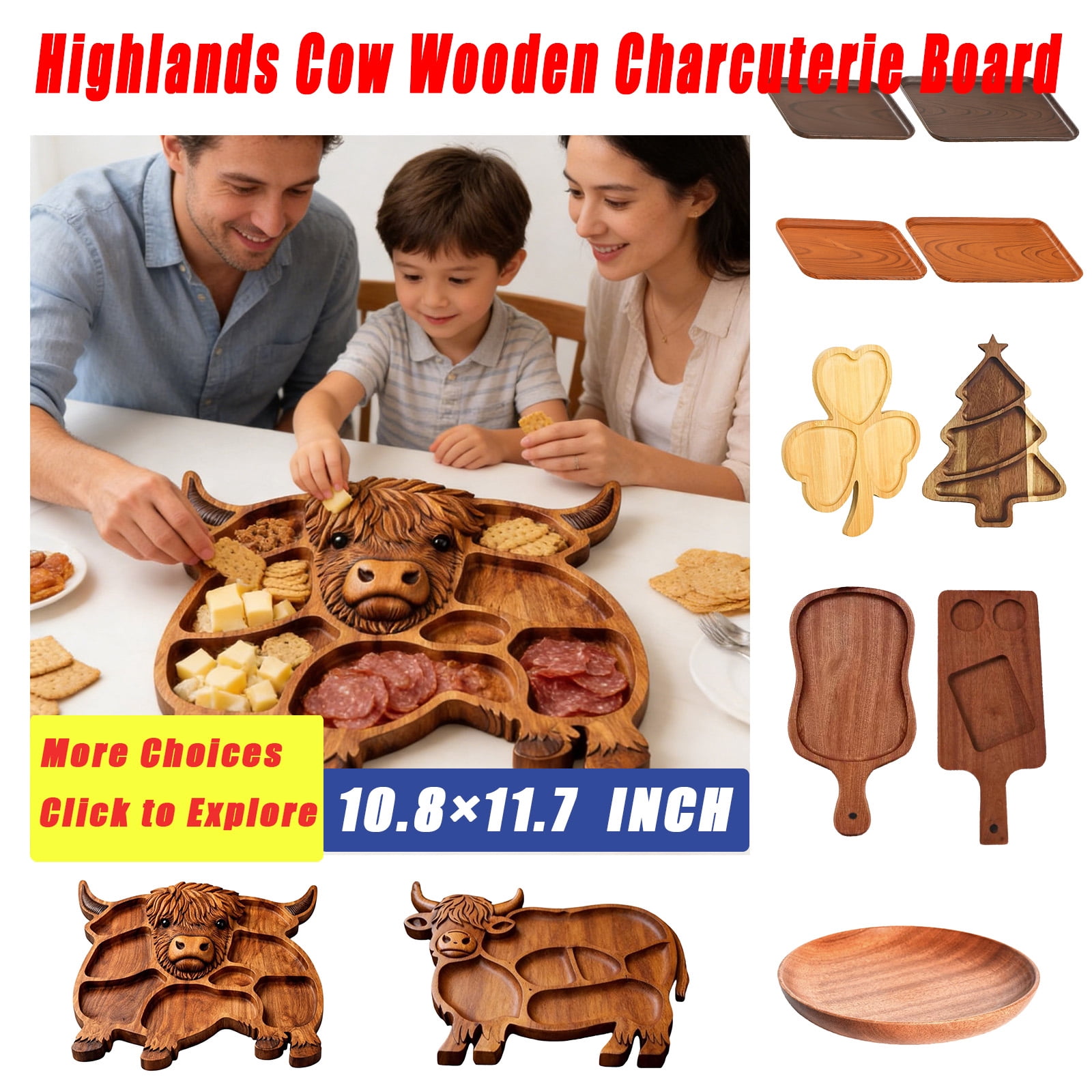 Highland Cow Wooden Charcuterie Board, Farmhouse Style Cow Shaped ...