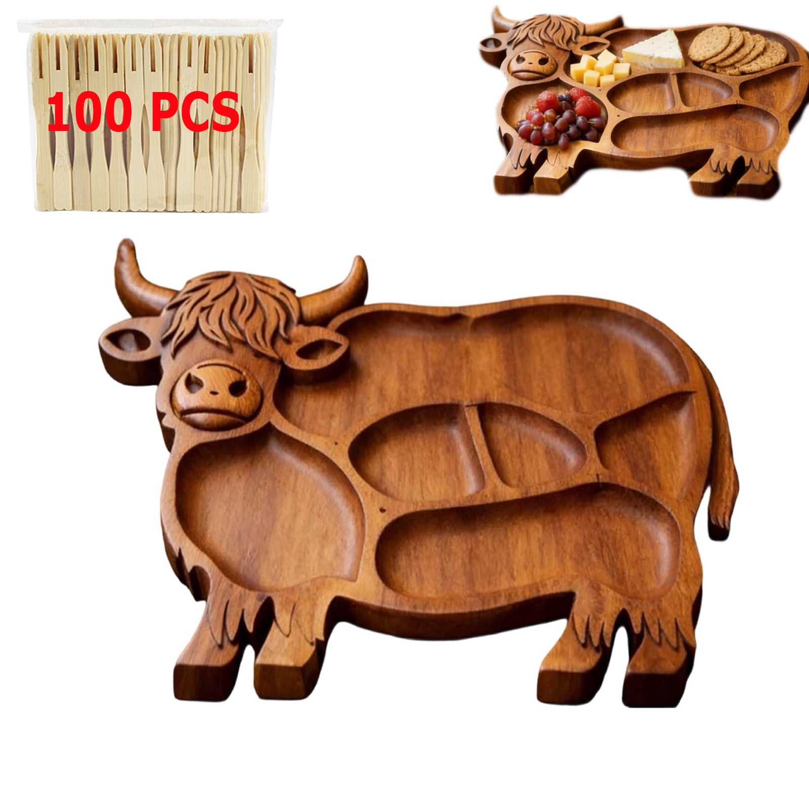 Highland Cow Wooden Charcuterie Board, Rustic Farmhouse Serving Board ...