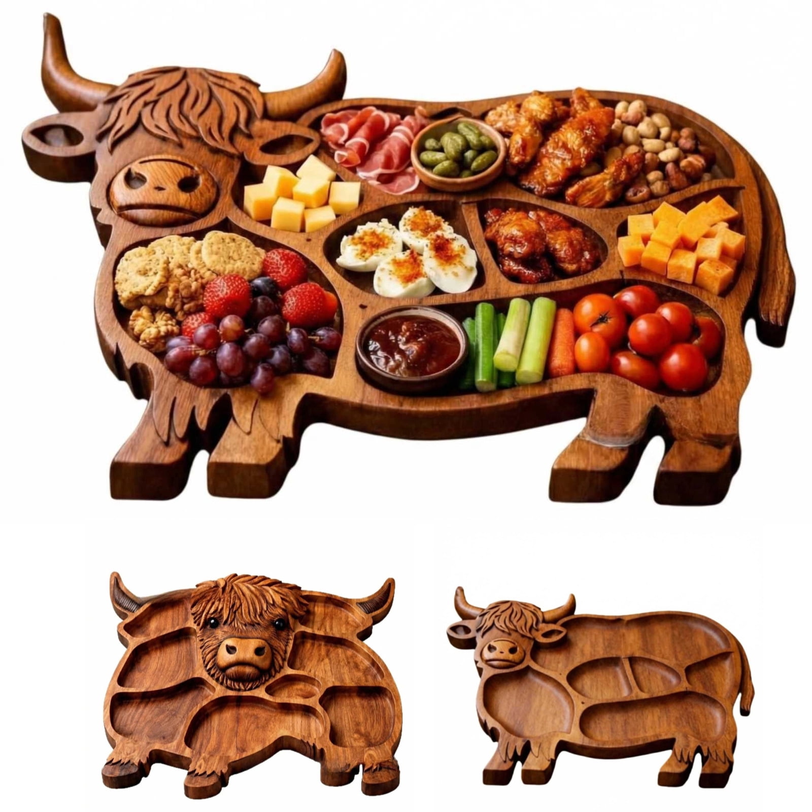 Highland Cow Wooden Charcuterie Board, Rustic Farmhouse Serving Board ...