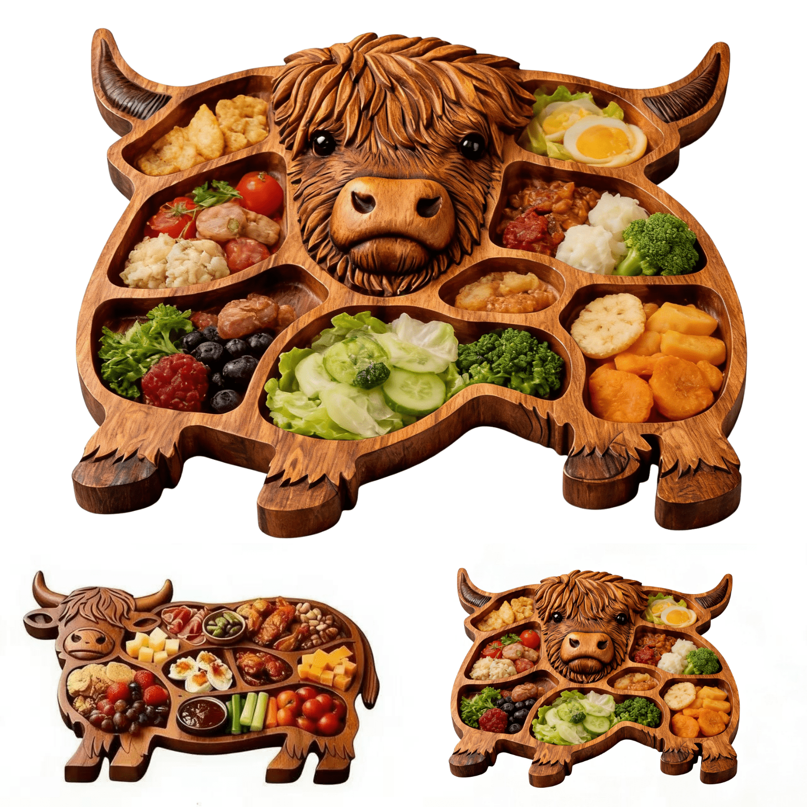 Highland Cow Wooden Charcuterie Board, Rustic Farmhouse Serving Board ...