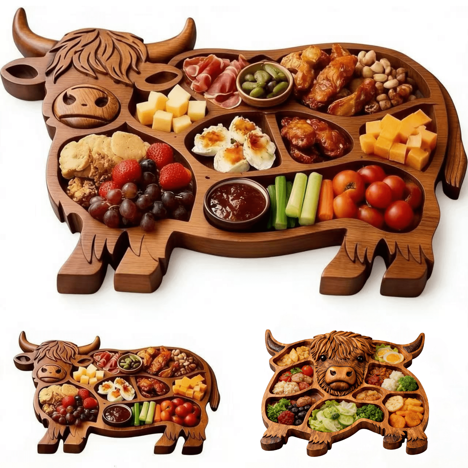 Highland Cow Wooden Charcuterie Board, Rustic Farmhouse Serving Board ...