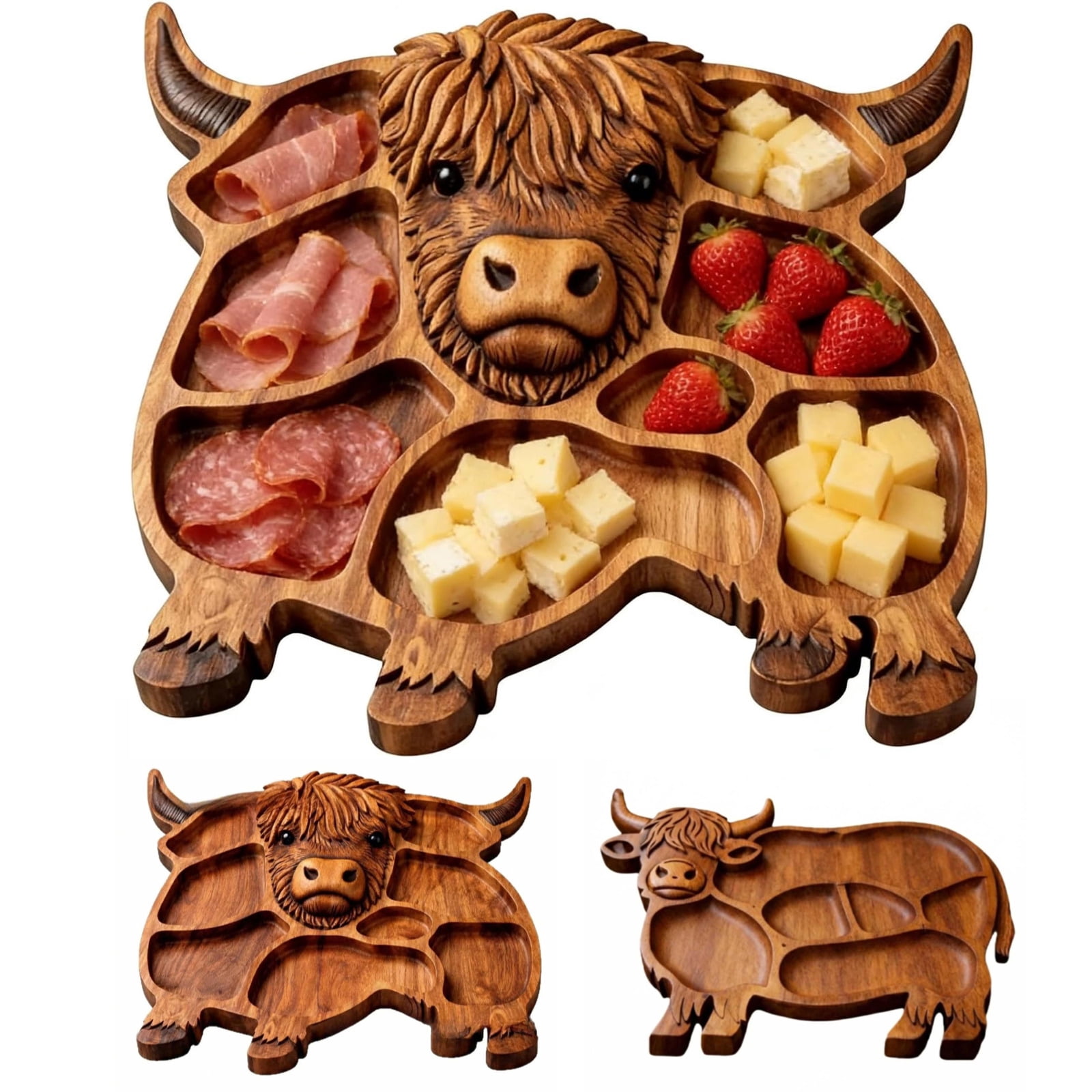 Highland Cow Wooden Charcuterie Board, Wooden Cow Food Platter ...