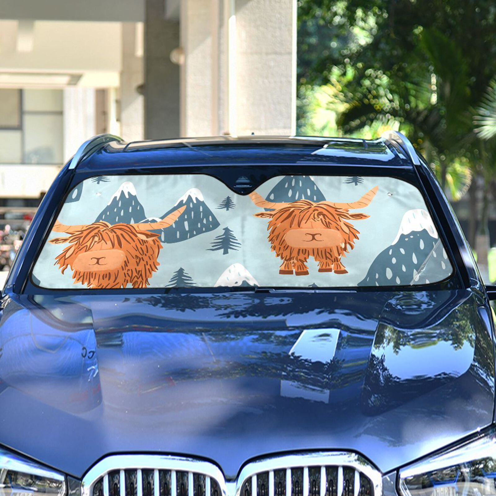 Highland Cow and Mountains Automotive Front Car Windshield Sun Shade ...