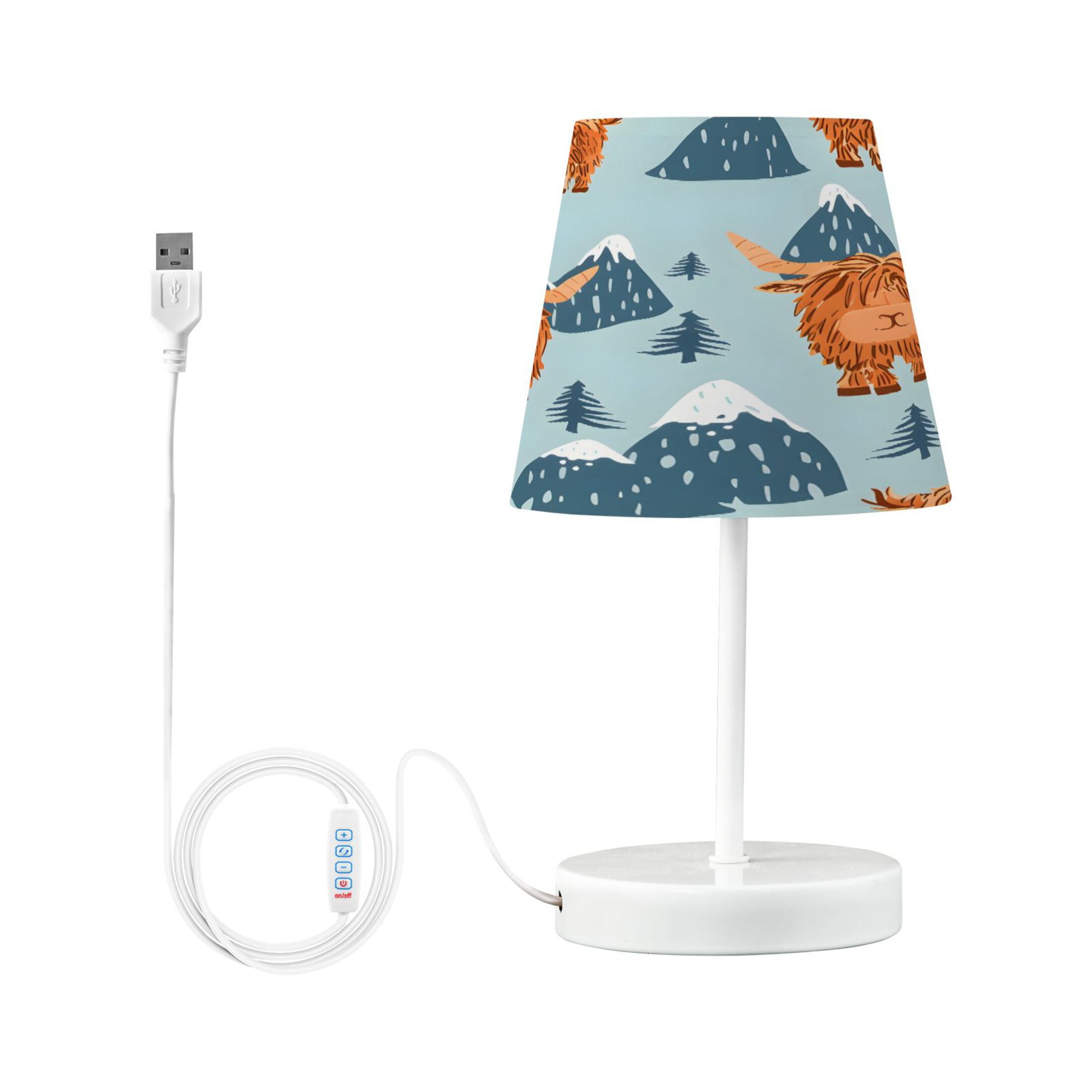 Highland Cow and Mountains Desk Lamp LED Table Nightstand Lamps with 3 ...