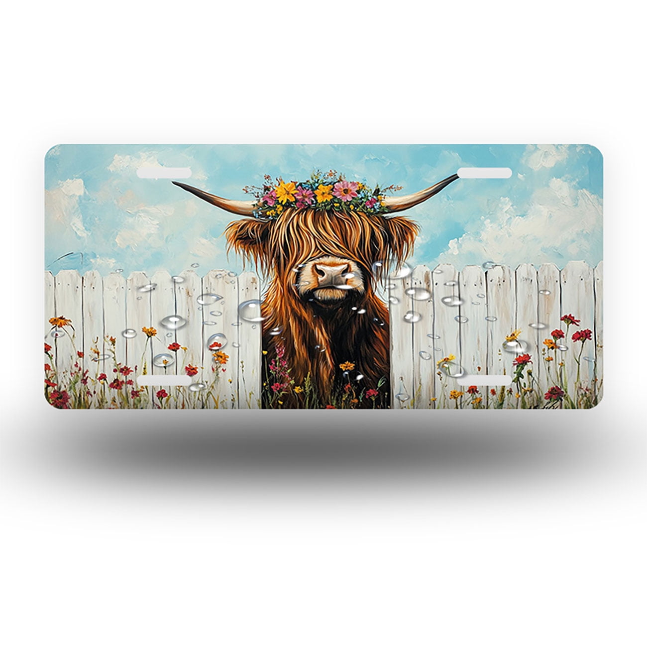 Highland Cow behind Fence Front License Plate,Metal License Plate,Funny ...