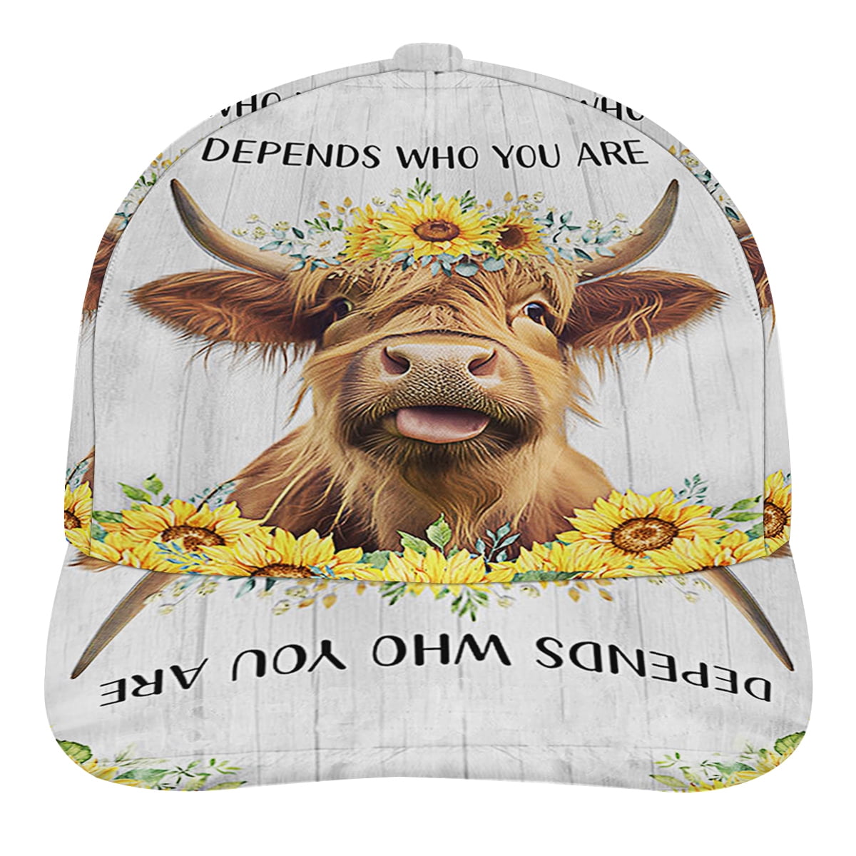 Highland Cow ish Depends Who You Are Sunflower Highland Cow baseball ...