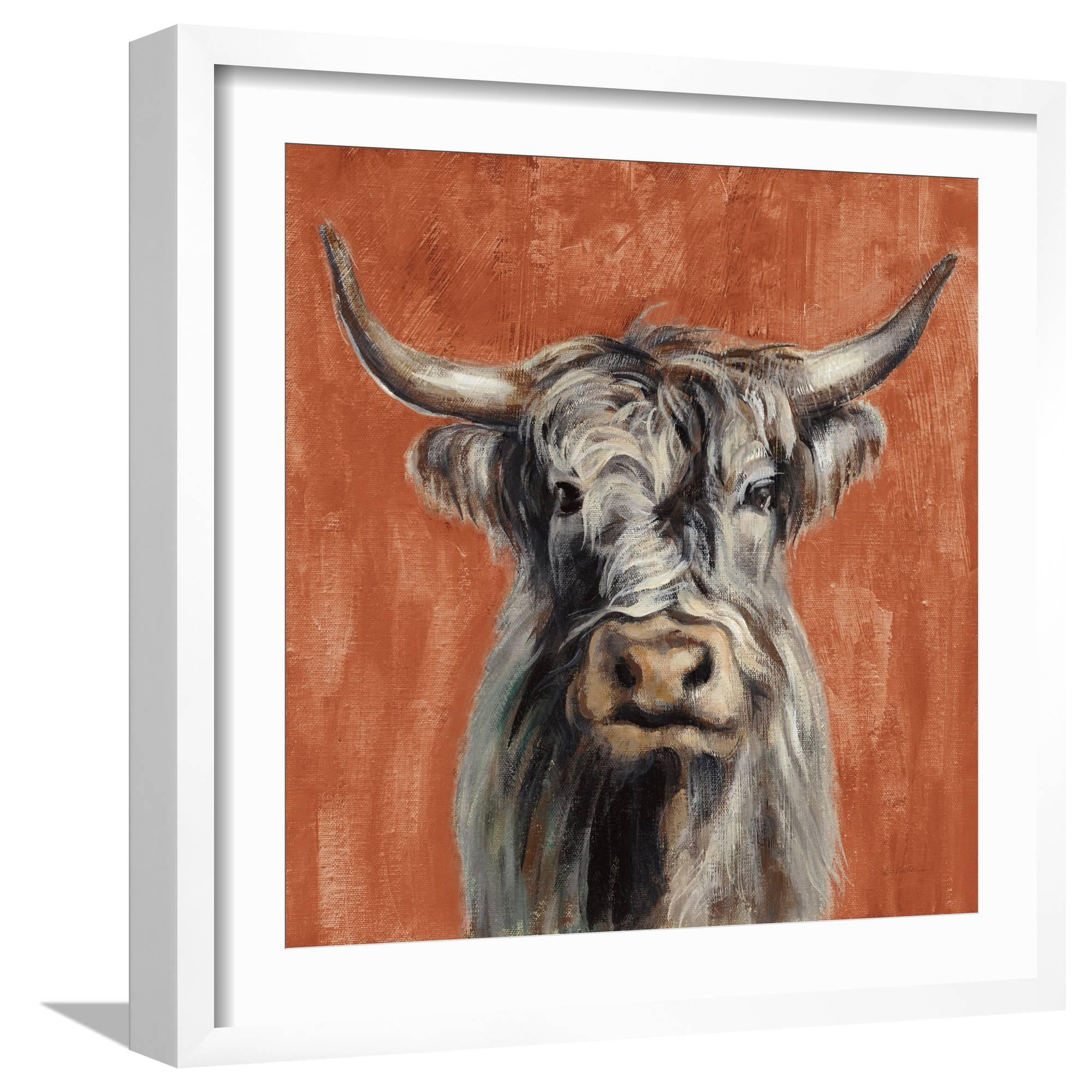 Art.com Highland Cow on Terracotta Art Print by Silvia Vassileva, White ...