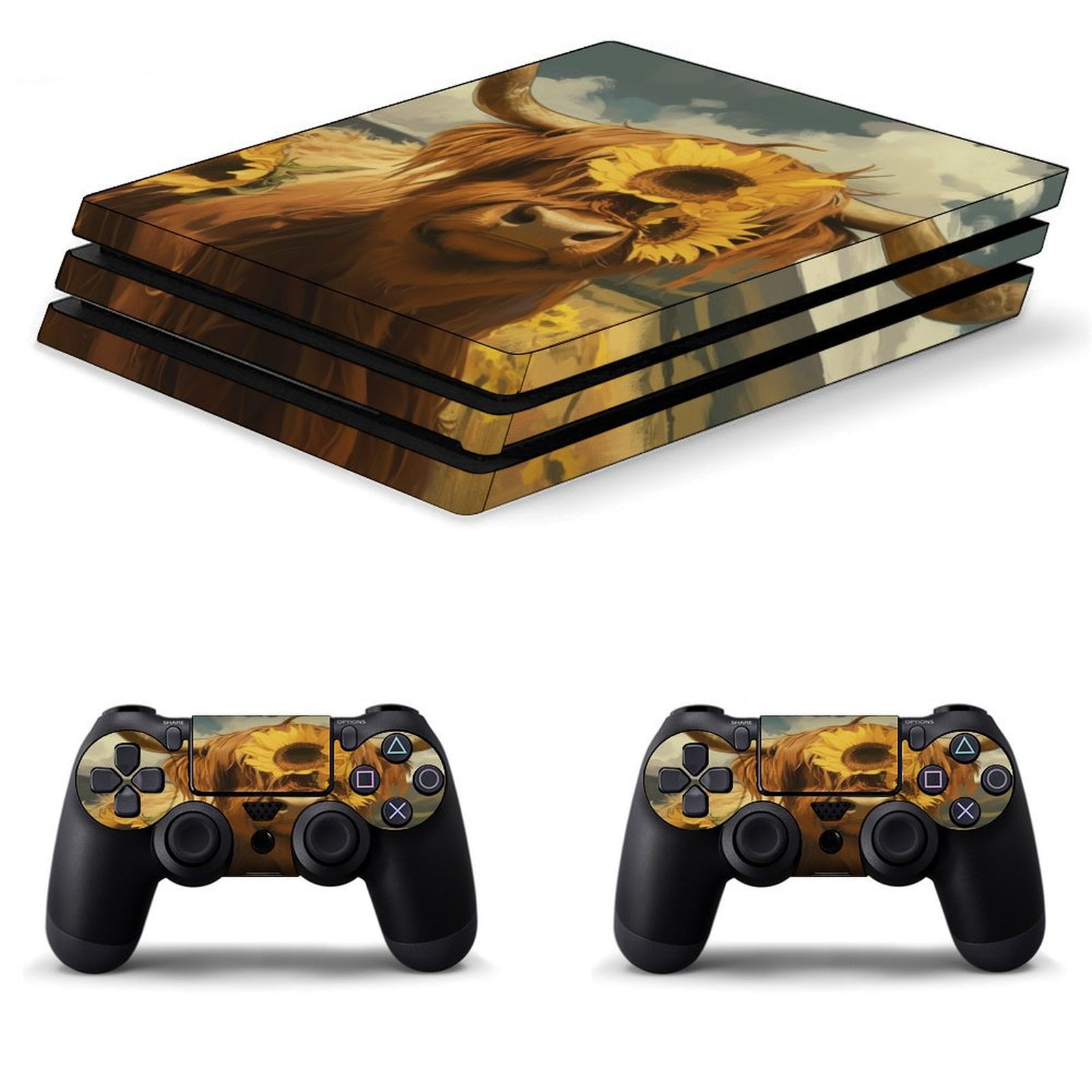 Highland Cow with Sunflowers PS4/PS4 Pro/PS4 Slim Skin Sticker For ...