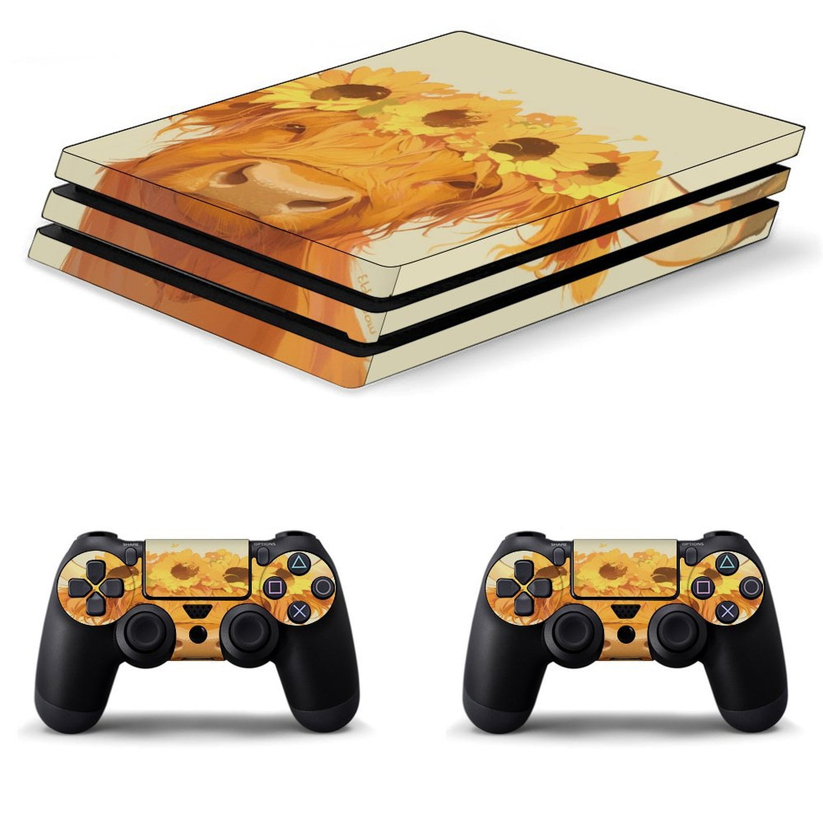 Highland Cow with Sunflowers PS4/PS4 Pro/PS4 Slim Skin Sticker For ...