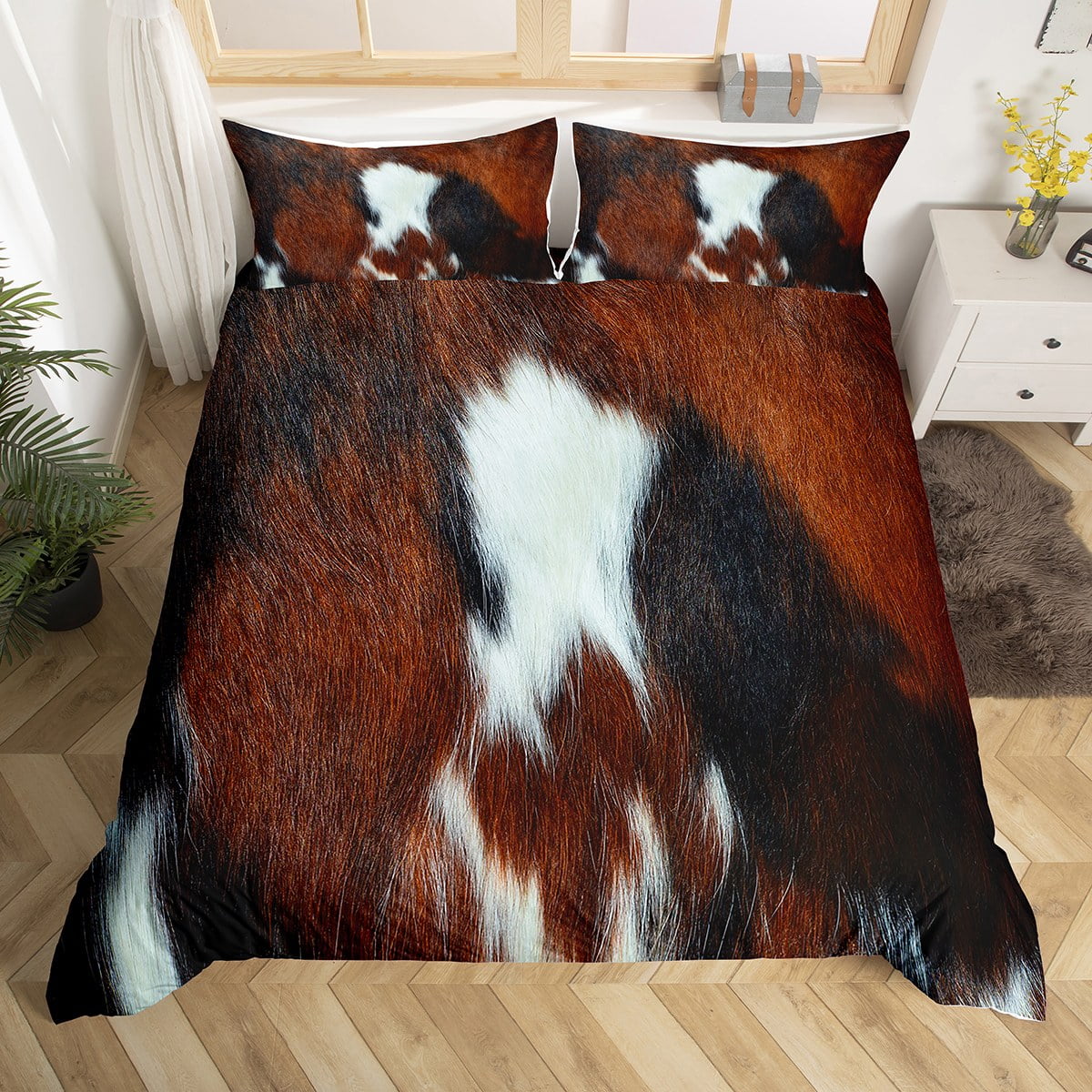 Highland Cowhide Duvet Cover Cow Print Bedding Set for Cowboys Cowgirls ...