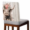 Highland Cows Chair Covers Set of 4 Abstract Animal Pink Flower Brown ...