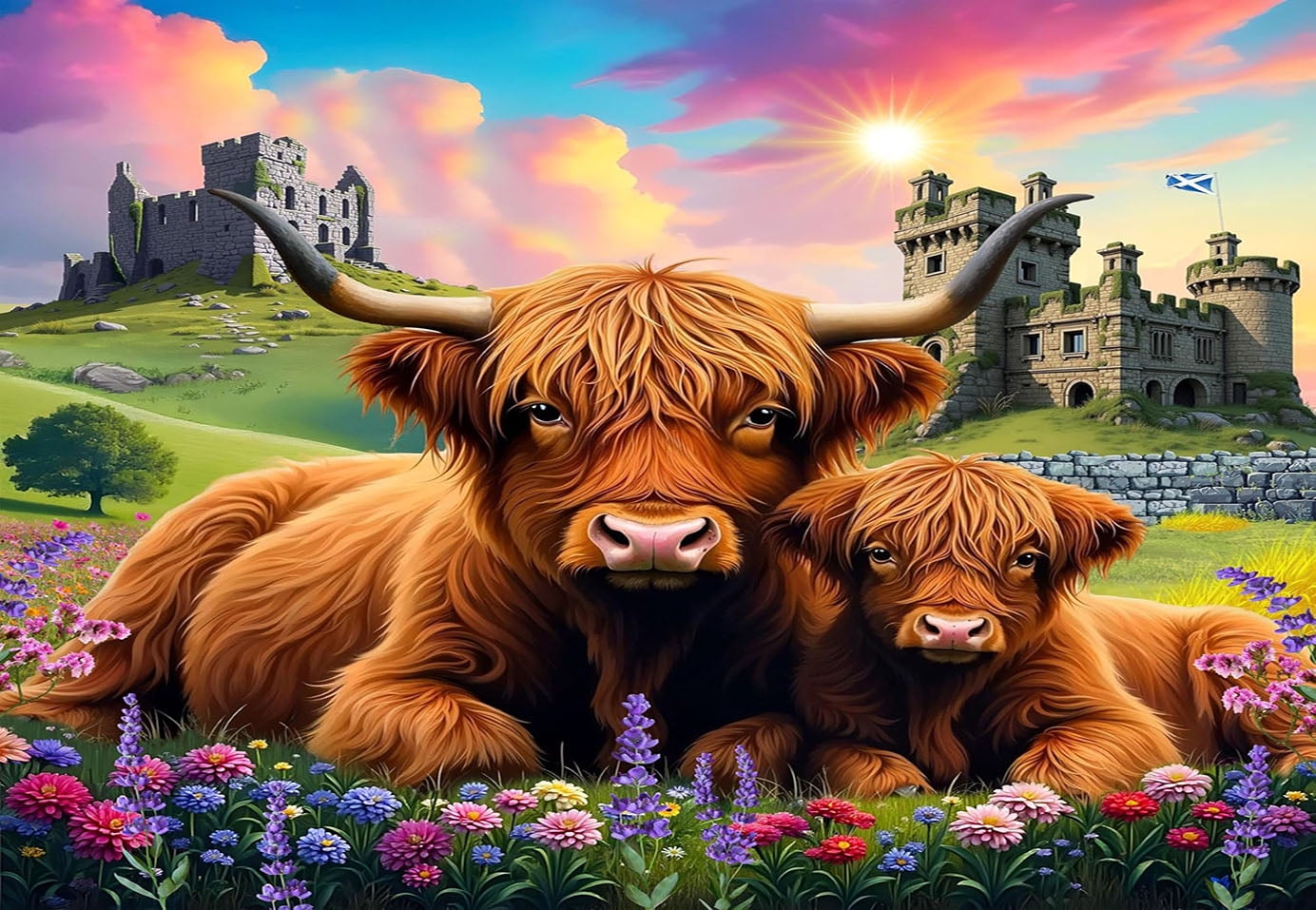 Highland Cows in The Countryside 1000 Piece Jigsaw Puzzle for Adults ...