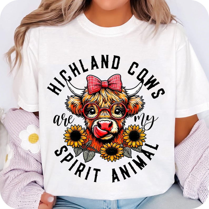 Highland Cows Spirit Animal Shirt, Western Highland Cow Shirt, Farm ...