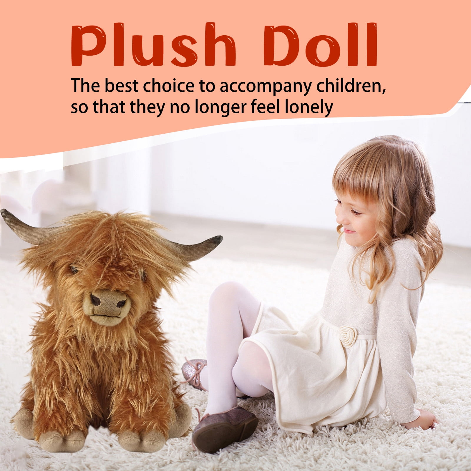 Highland Cows Stuffed Animal Realistic Scottish Cow Plush Toy Soft Farm ...