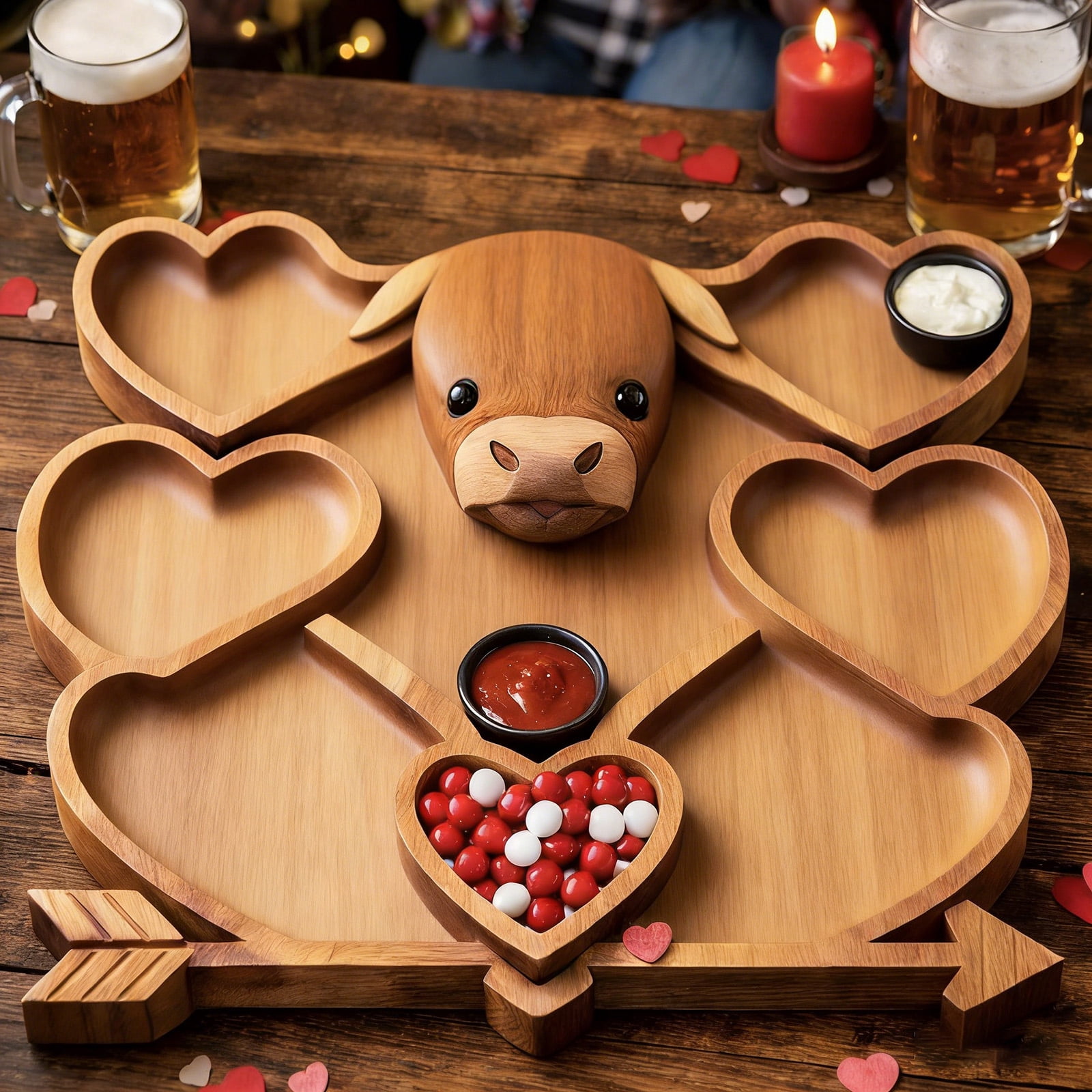 Highland Cute Cow Wooden Charcuterie Board, Wooden Cow Food Platter ...