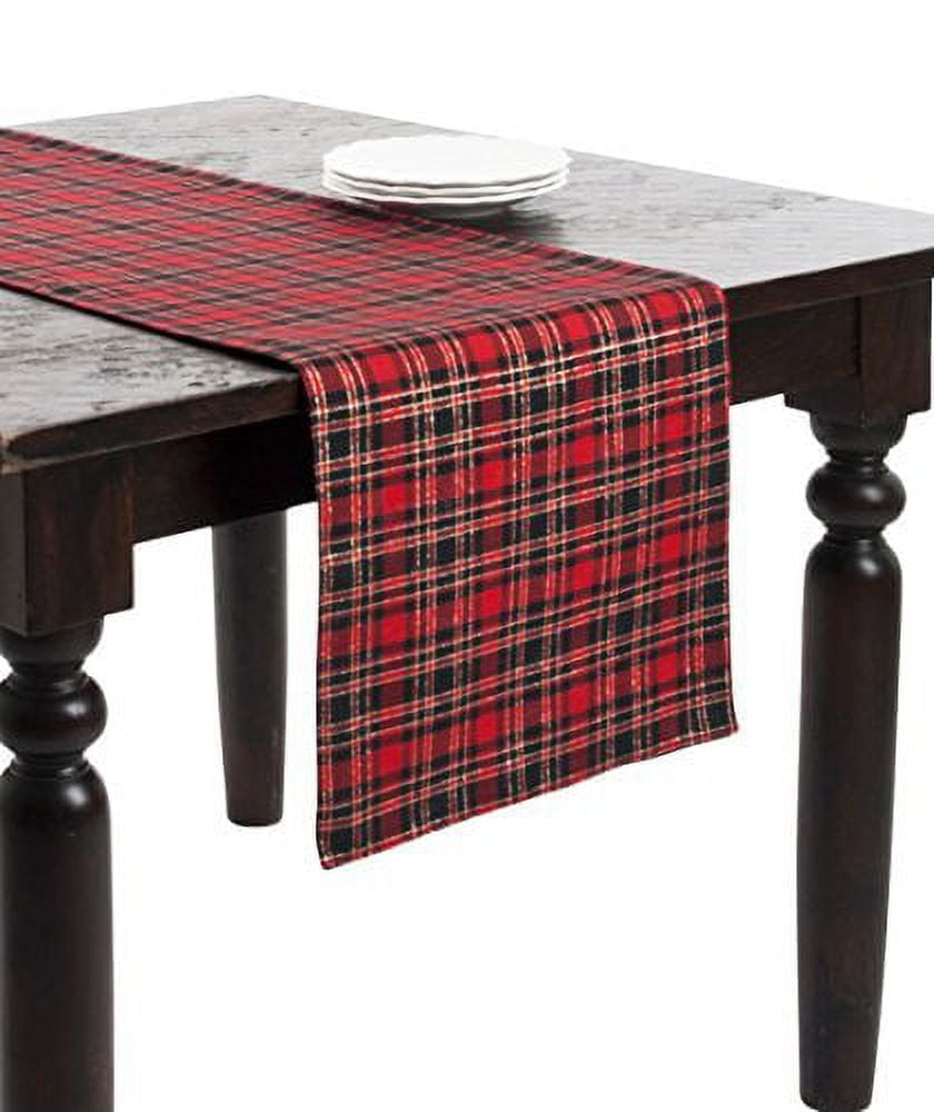 Highland Holiday Red and Black Plaid Table Runner, 16"x72" Rectangular ...
