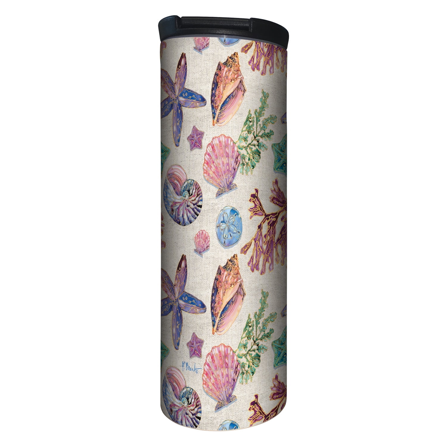 Highland Home "Beach Shells" 17 oz. Double Wall Stainless Steel Tumbler ...