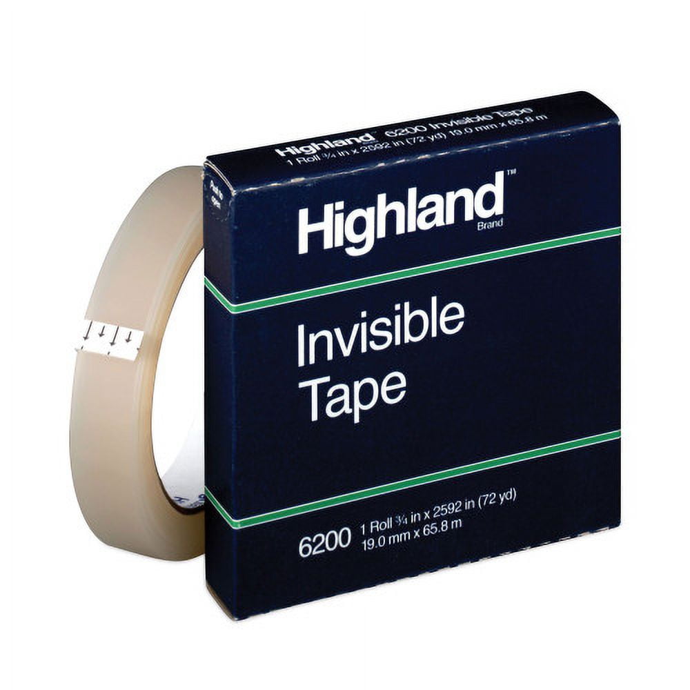 Highland Invisible Permanent Mending Tape, 3" Core, 0.75" x 72 yds ...