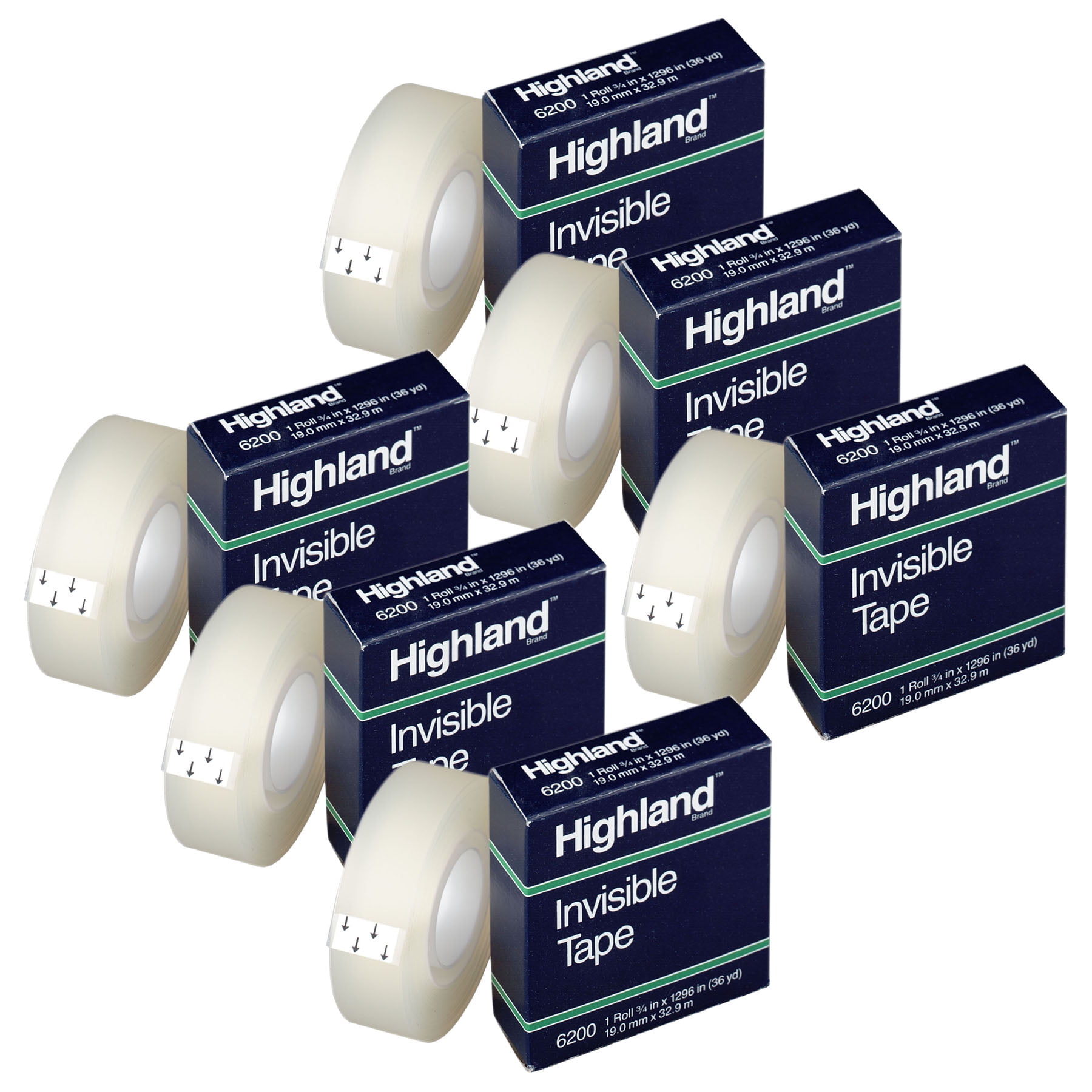 Highland Invisible Tape, 3/4" x 1296", 6 Rolls - Walmart.com