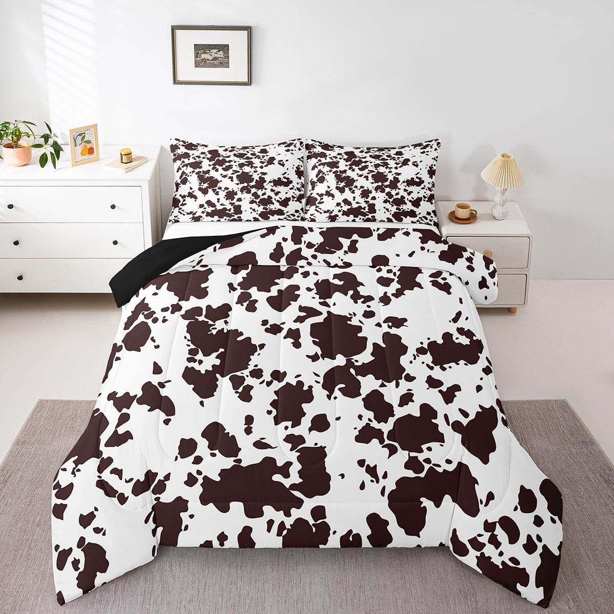 Highland Milk Cow Comforter Set Twin,Cartoon Brown Cow Print Bedding ...