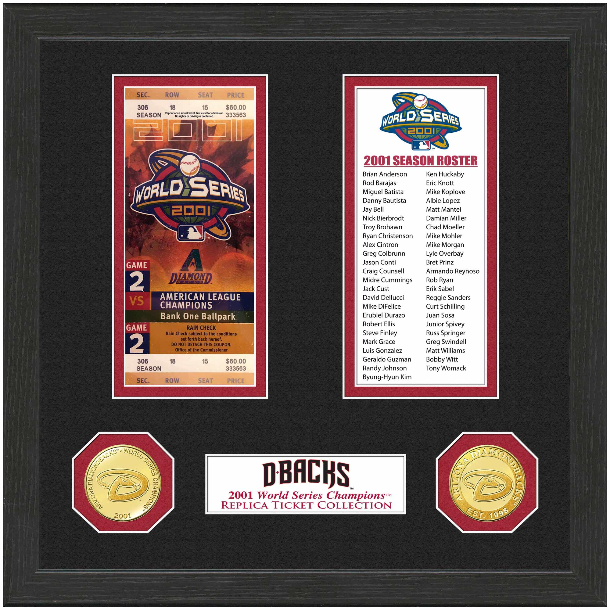 Highland Mint Arizona Diamondbacks 13" x 13" World Series Ticket ...