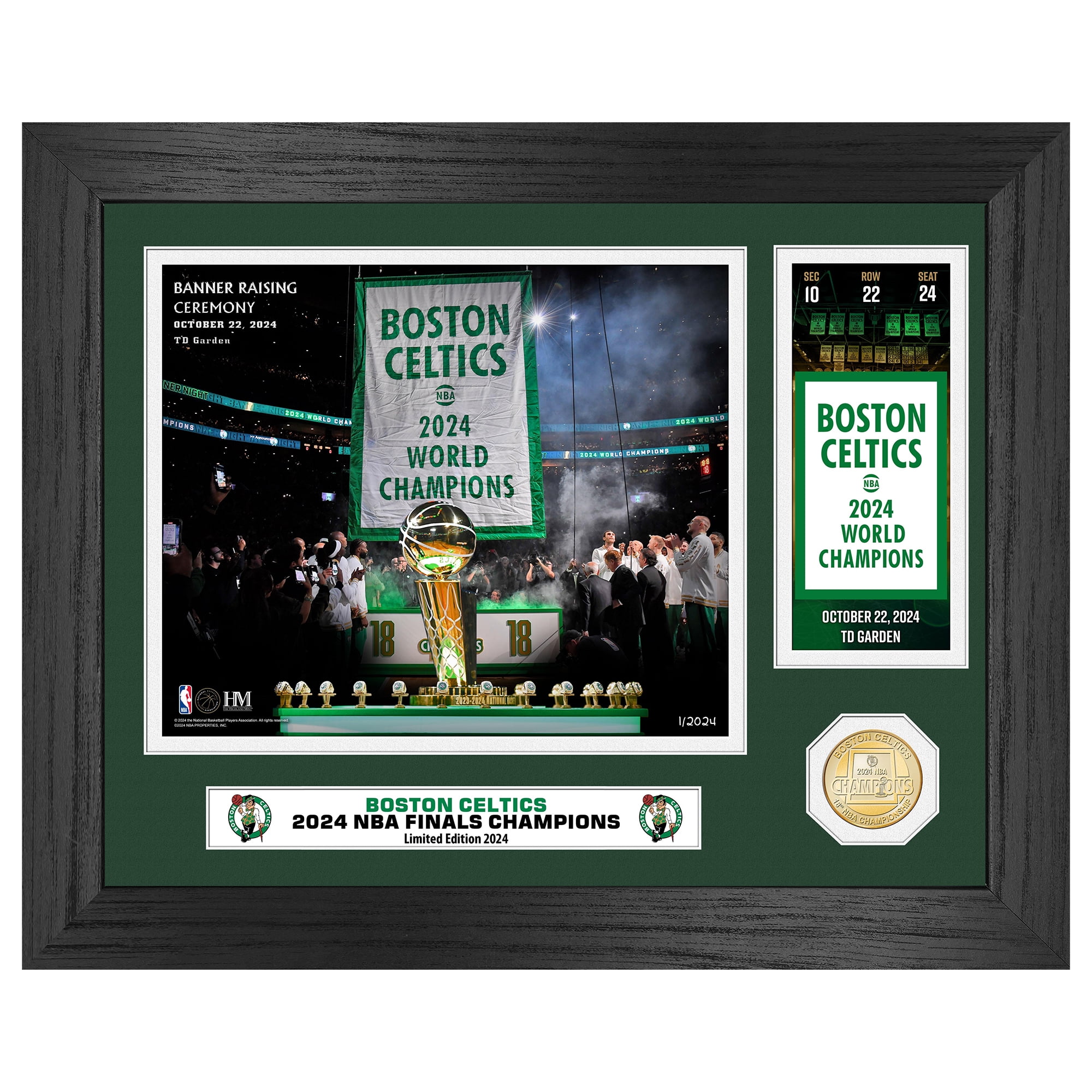 Highland Mint Boston Celtics 2024 NBA Championship Banner Raising ...