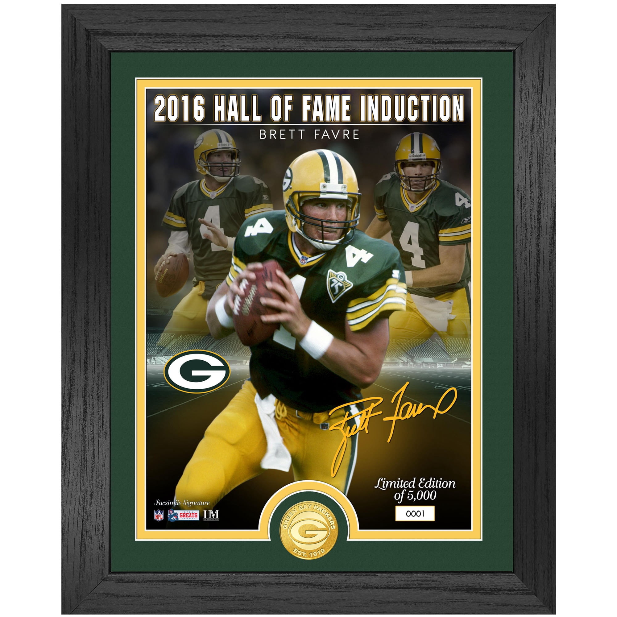 Highland Mint Brett Favre Green Bay Packers 13'' x 16'' Hall of Fame ...