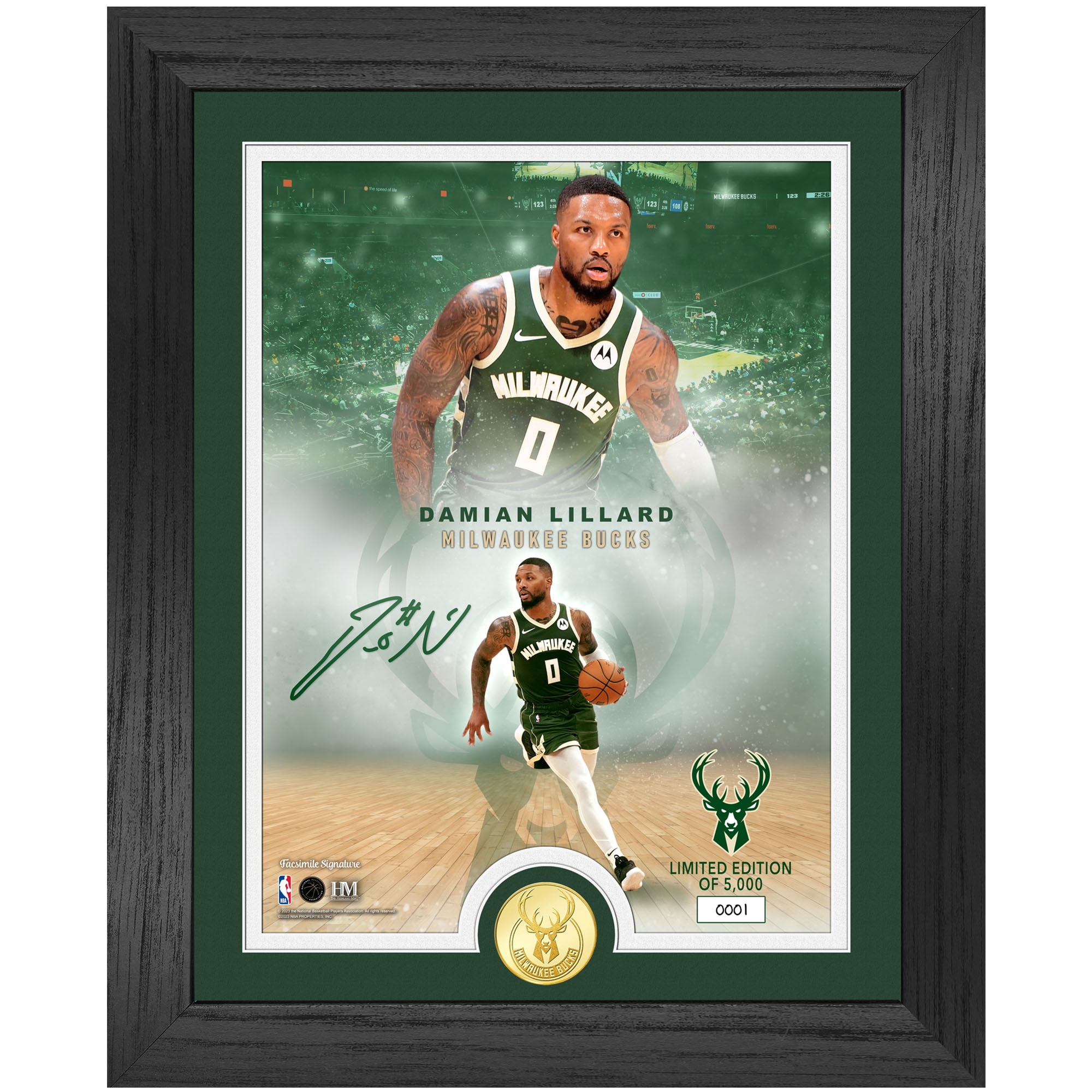 Highland Mint Damian Lillard Milwaukee Bucks 13'' x 16'' Legends Bronze ...