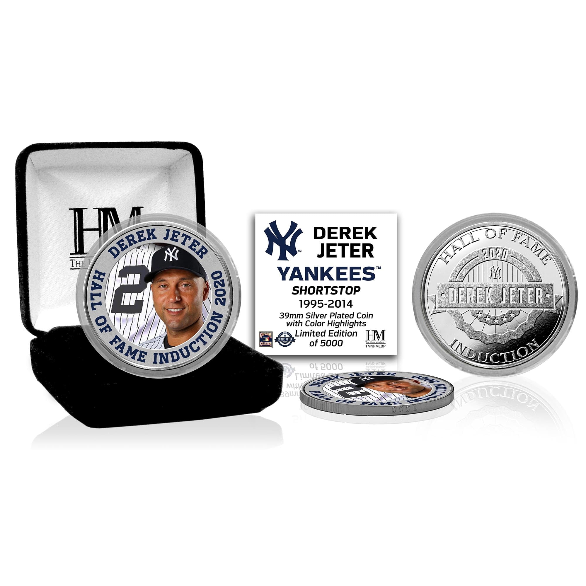 Highland Mint Derek Jeter New York Yankees 2020 Hall of Fame Induction Color Silver Coin ...