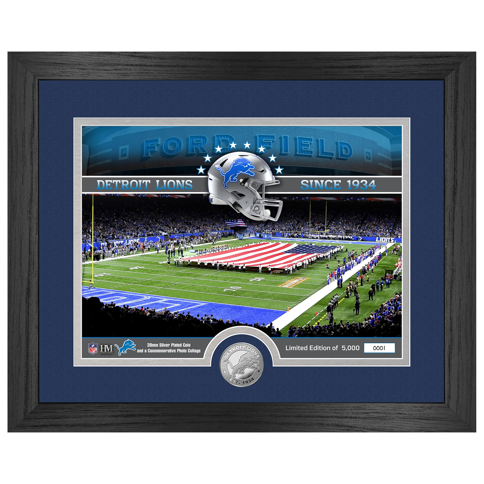 Highland Mint Detroit Lions 13" x 16" Stadium Silver Coin Photo Mint ...