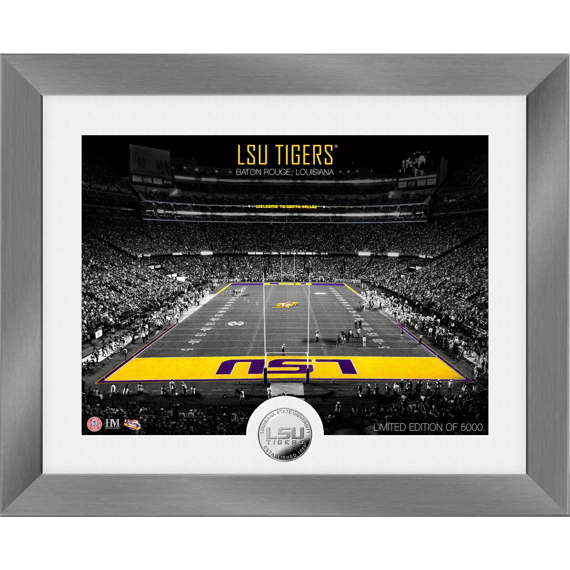 Highland Mint LSU Tigers 13'' x 16'' Art Deco Stadium Silver Coin Photo ...