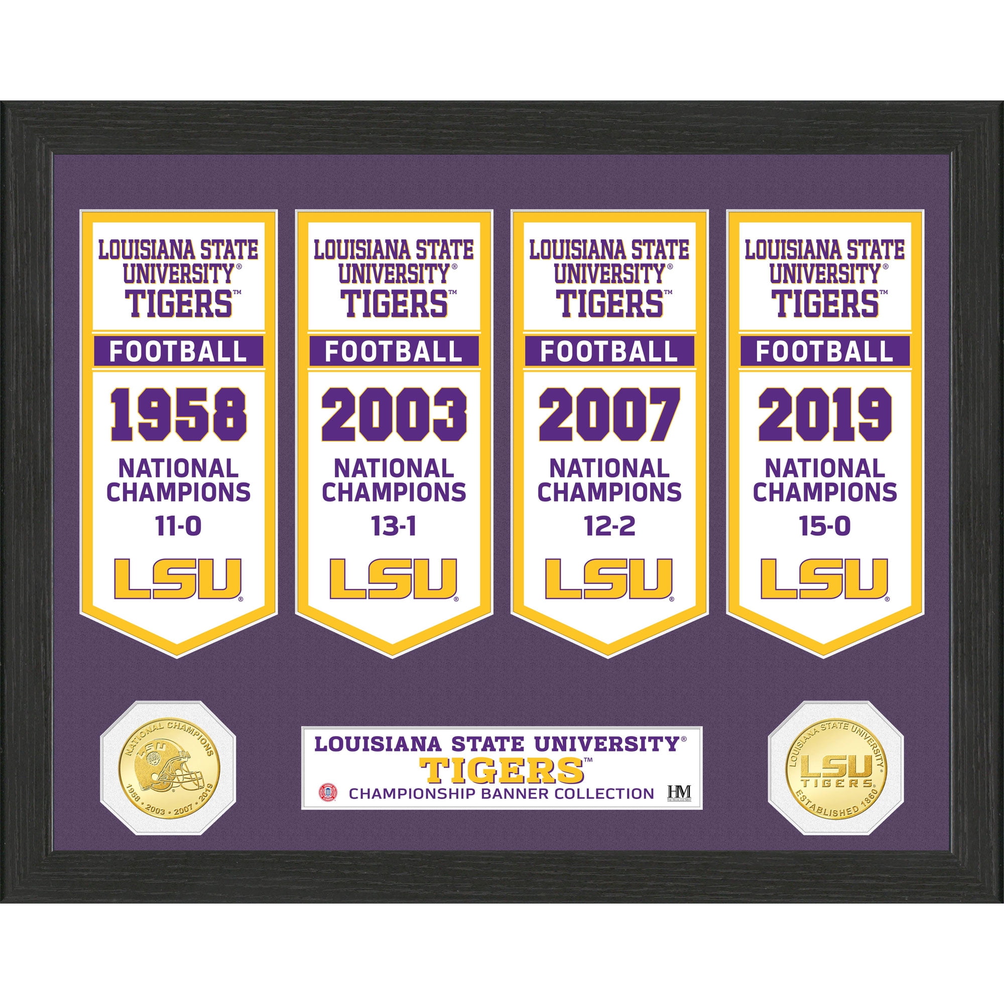 Highland Mint LSU Tigers 4-Time Football National Champions 12'' x 15 ...