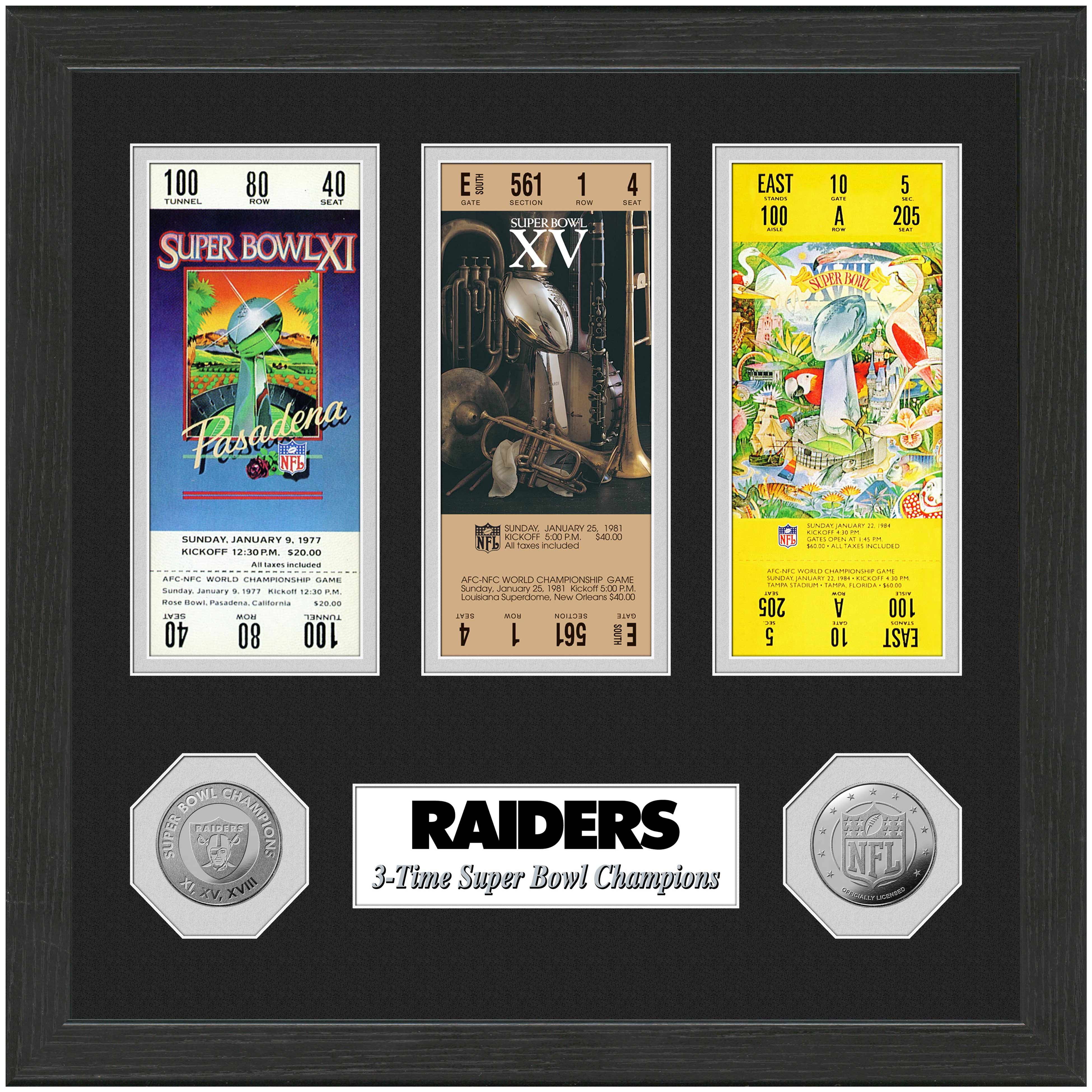 Highland Mint Las Vegas Raiders 15" x 22" Super Bowl Ticket Collection ...