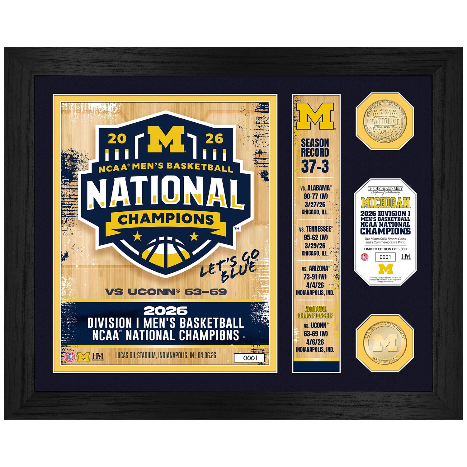 Highland Mint Michigan Wolverines 2026 NCAA Men's Basketball National ...
