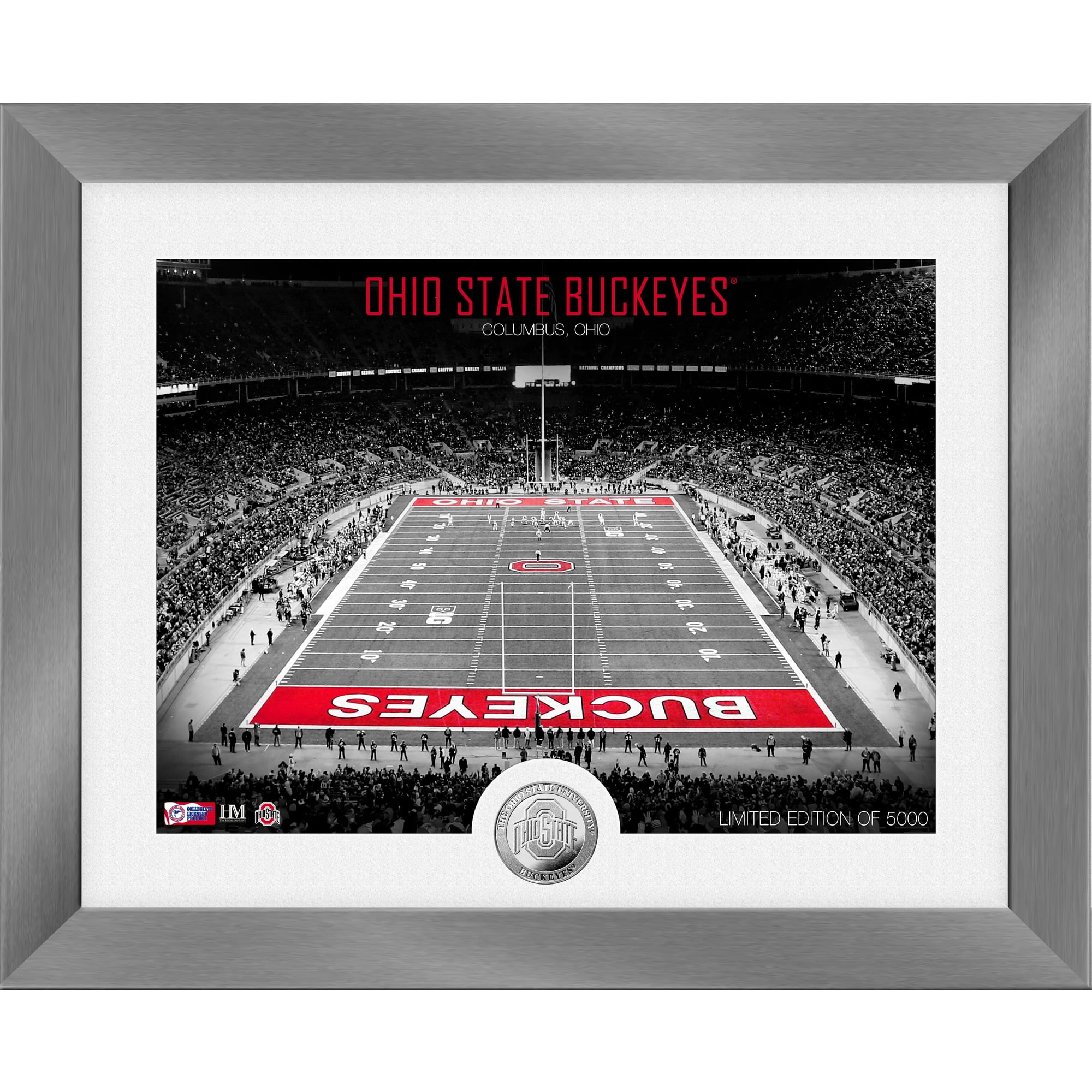 Highland Mint Ohio State Buckeyes 13'' x 16'' Art Deco Stadium Silver ...