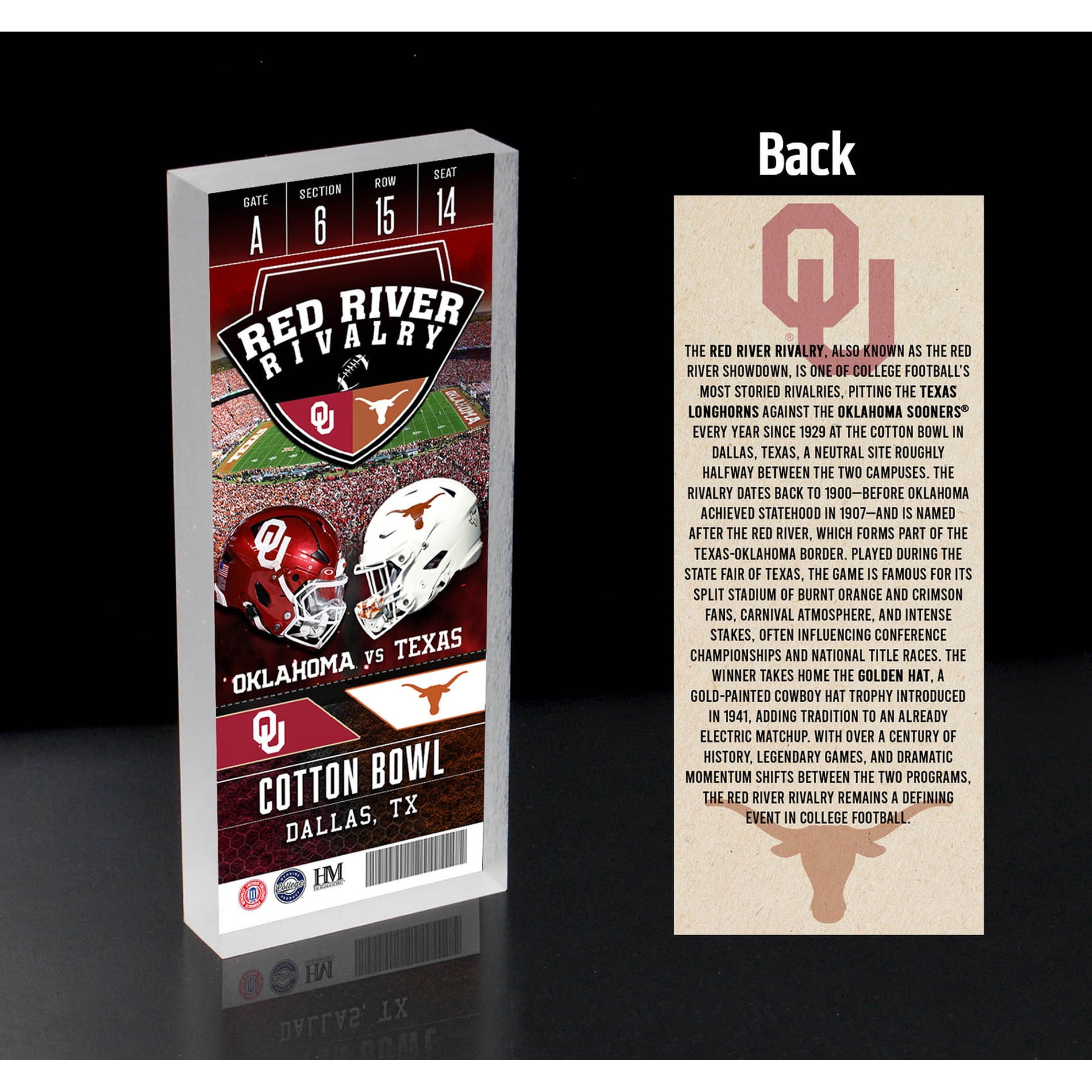 Highland Mint Oklahoma Sooners vs. Texas Longhorns Red River Rivalry 3D ...