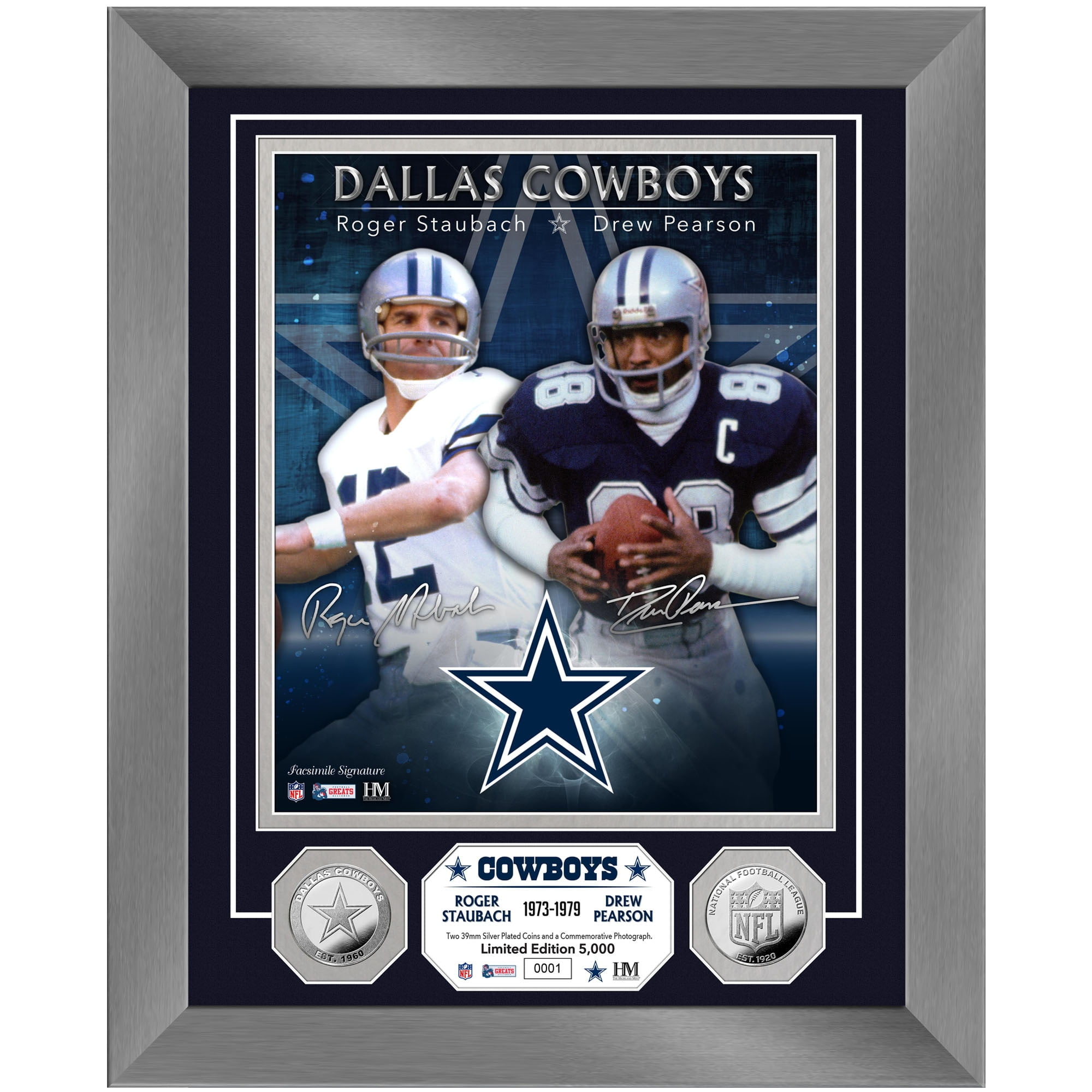 Highland Mint Roger Staubach & Drew Pearson Dallas Cowboys 13'' x 16 ...
