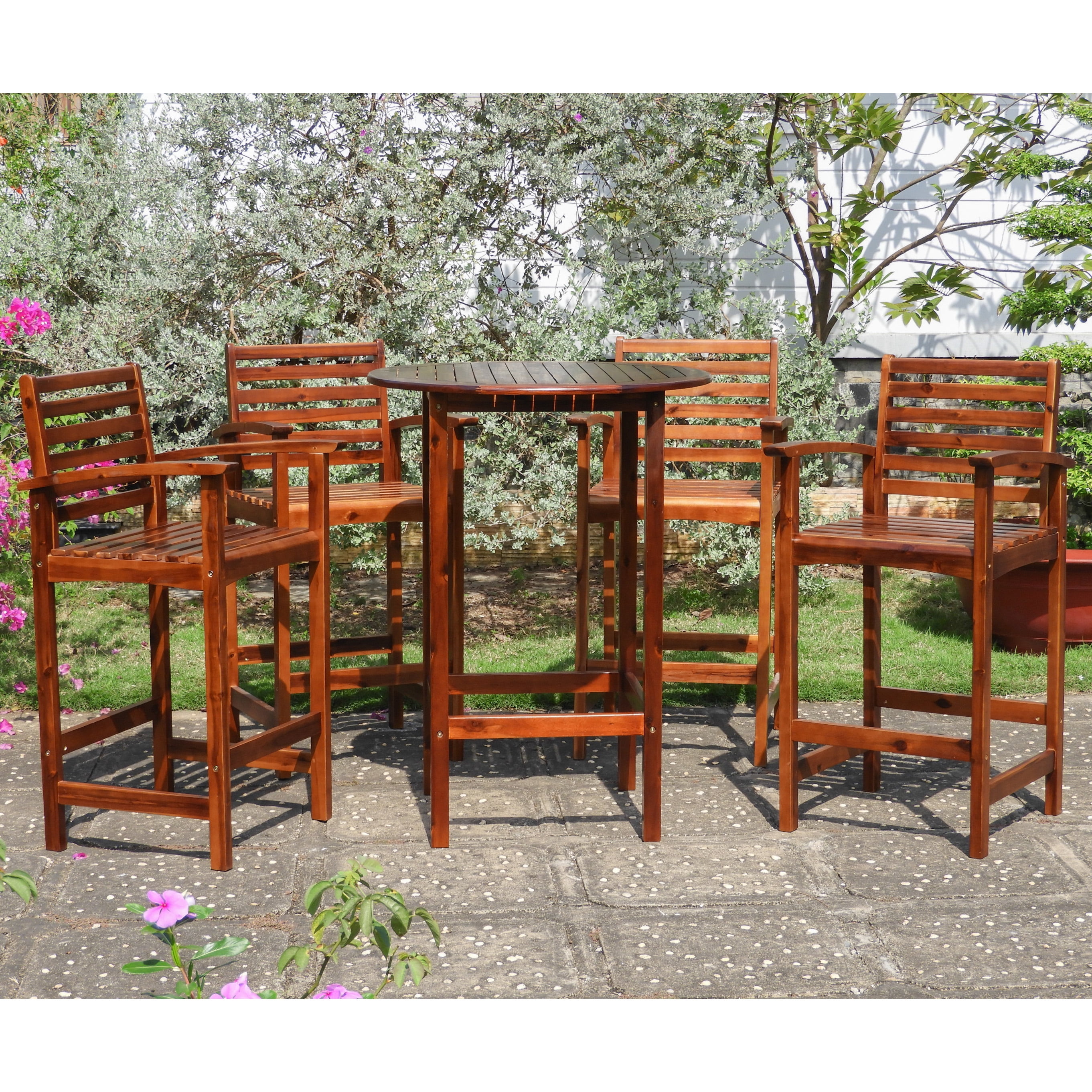 Highland 5-Piece Acacia Bar-Height Dining Set - Walmart.com