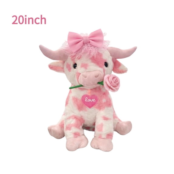 Highland Pink Cow Plush, 20" Valentines Highland Cow Stuffed Animal ...