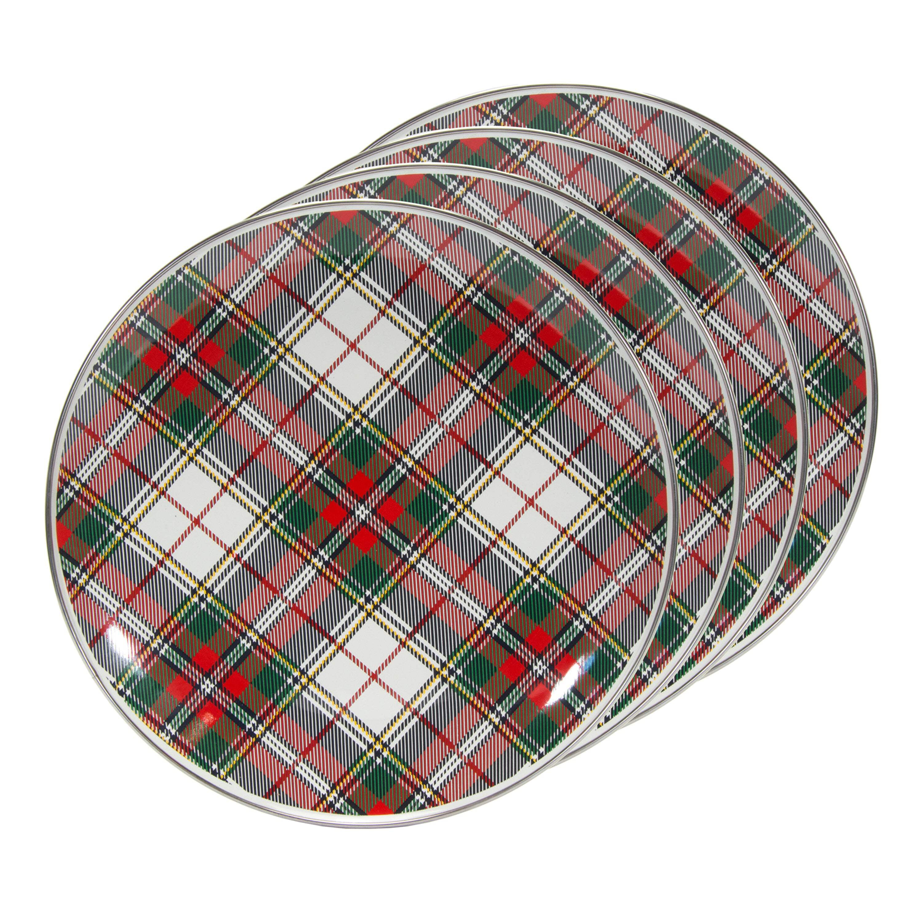 Highland Plaid Pattern - Set of 4 - 10.5 inch Dinner Plates - Golden ...