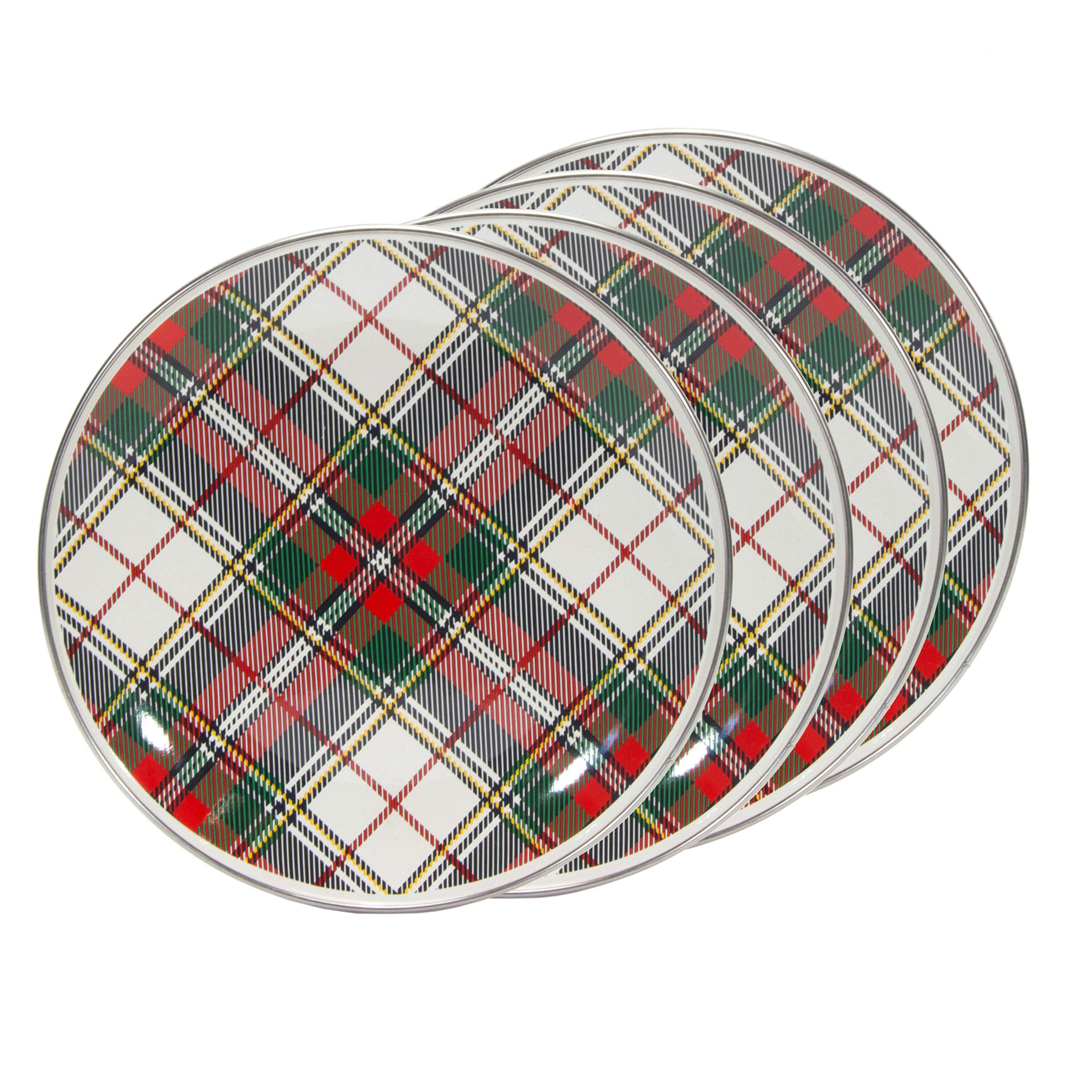 Highland Plaid Pattern - Set of 4 - 8.5 inch Sandwich Plates - Golden ...