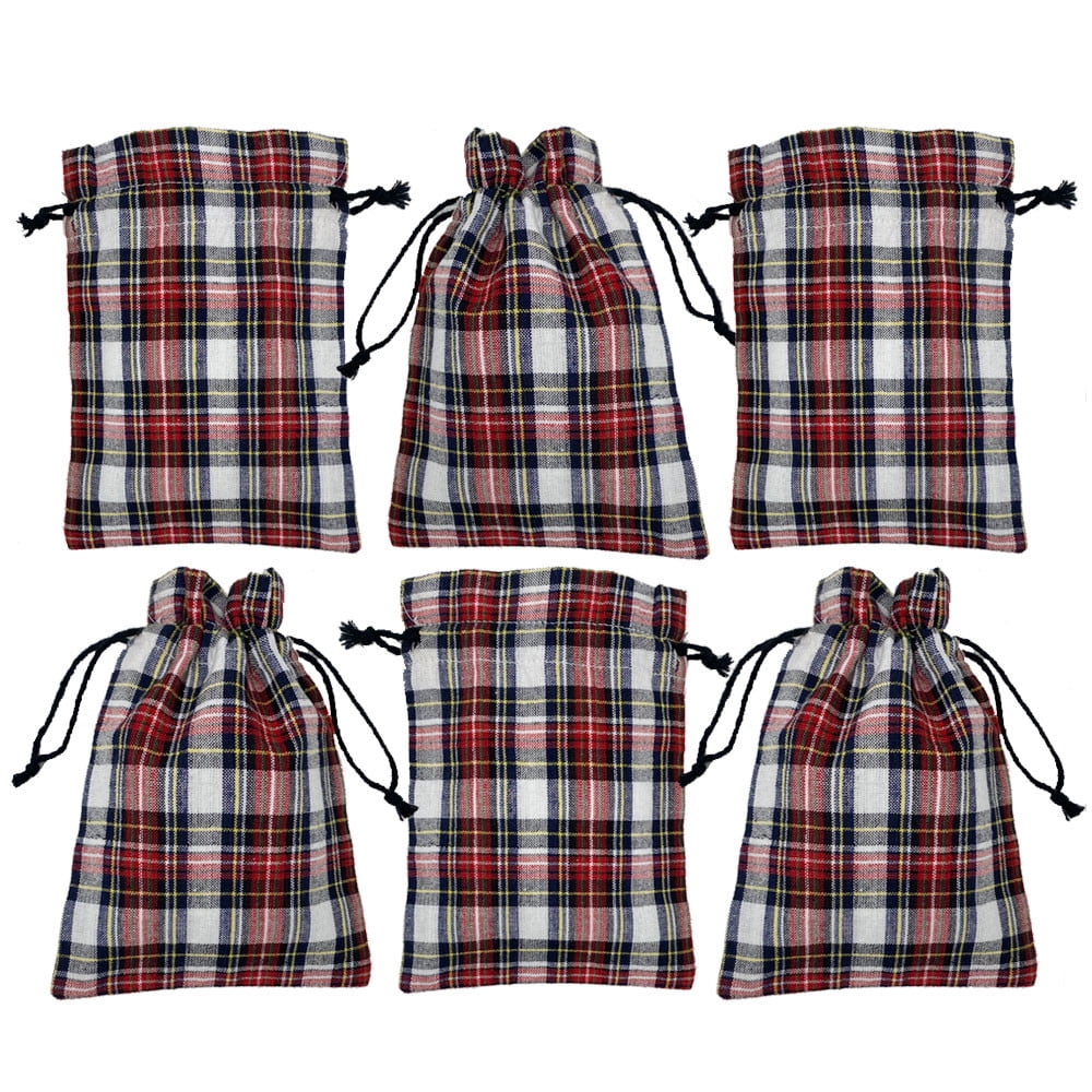 Highland Red Tartan Plaid Small Gift Bags; 6" x 4.5" - Set of 6 - by ...