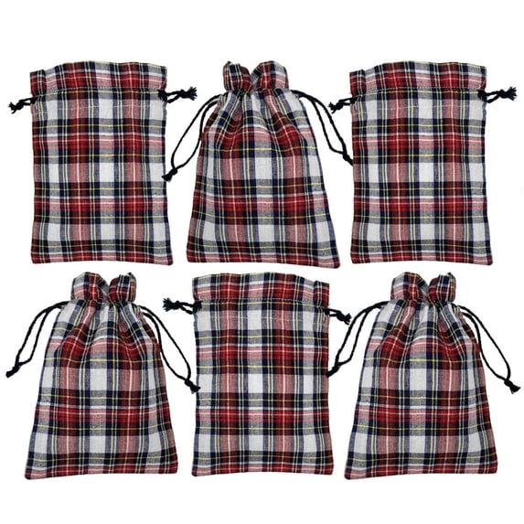 Highland Red Tartan Plaid Small Gift Bags; 6" x 4.5" - Set of 6 - by ...